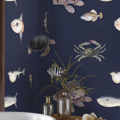 WALLPAPERS4BEGINNERS Blue Tropical Fish Wallpaper | Wayfair.co.uk
