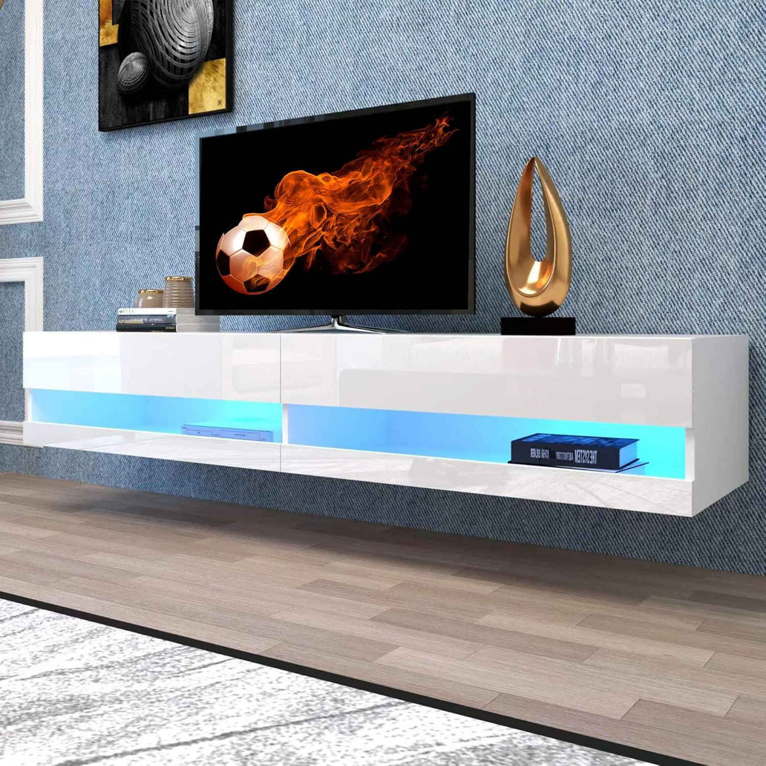 Brayden Studio® Floating LED TV Stand, Wall Mounted Entertainment ...