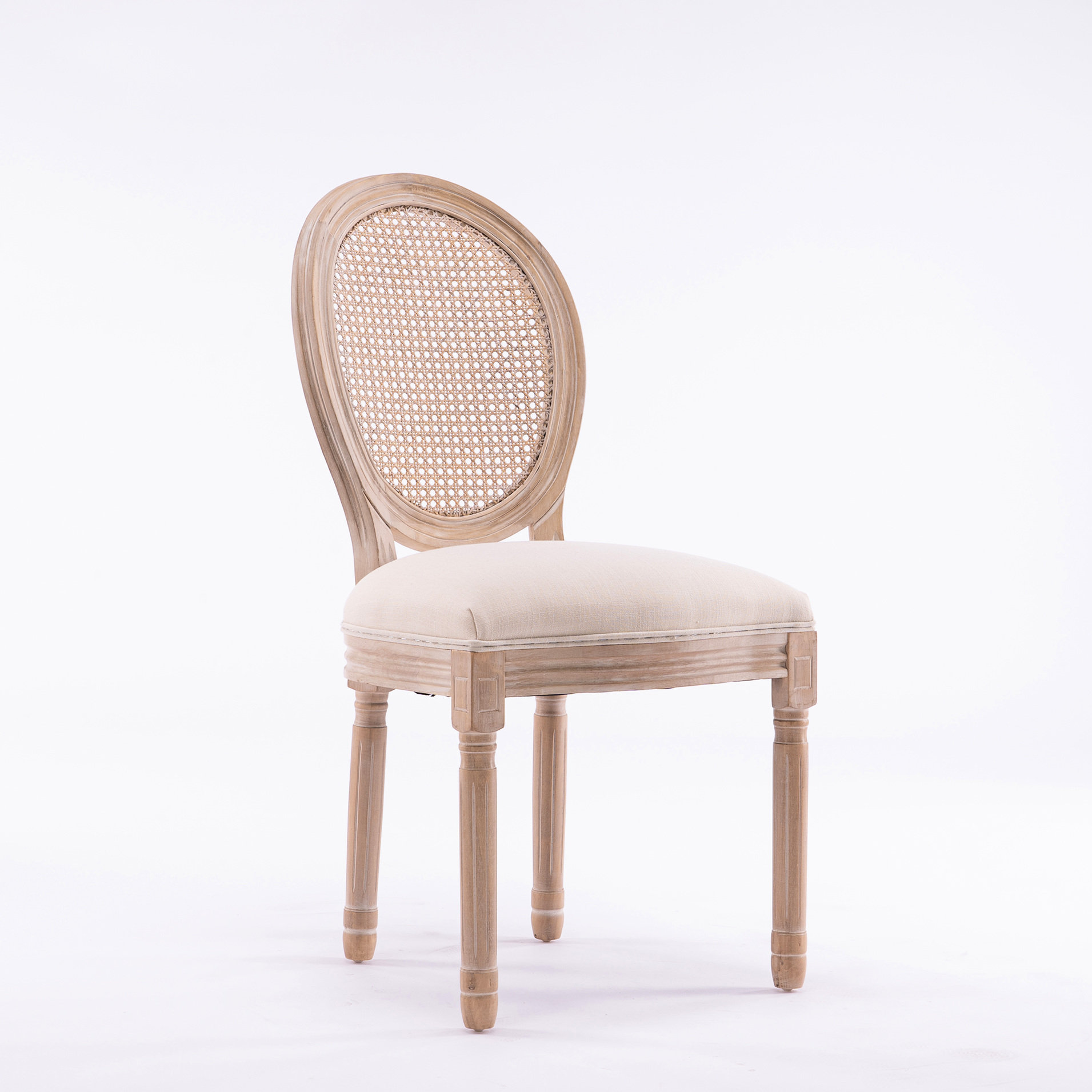 Ophelia & Co. Of 2 French Style Dining Chairs, Cream Linen With , Solid ...