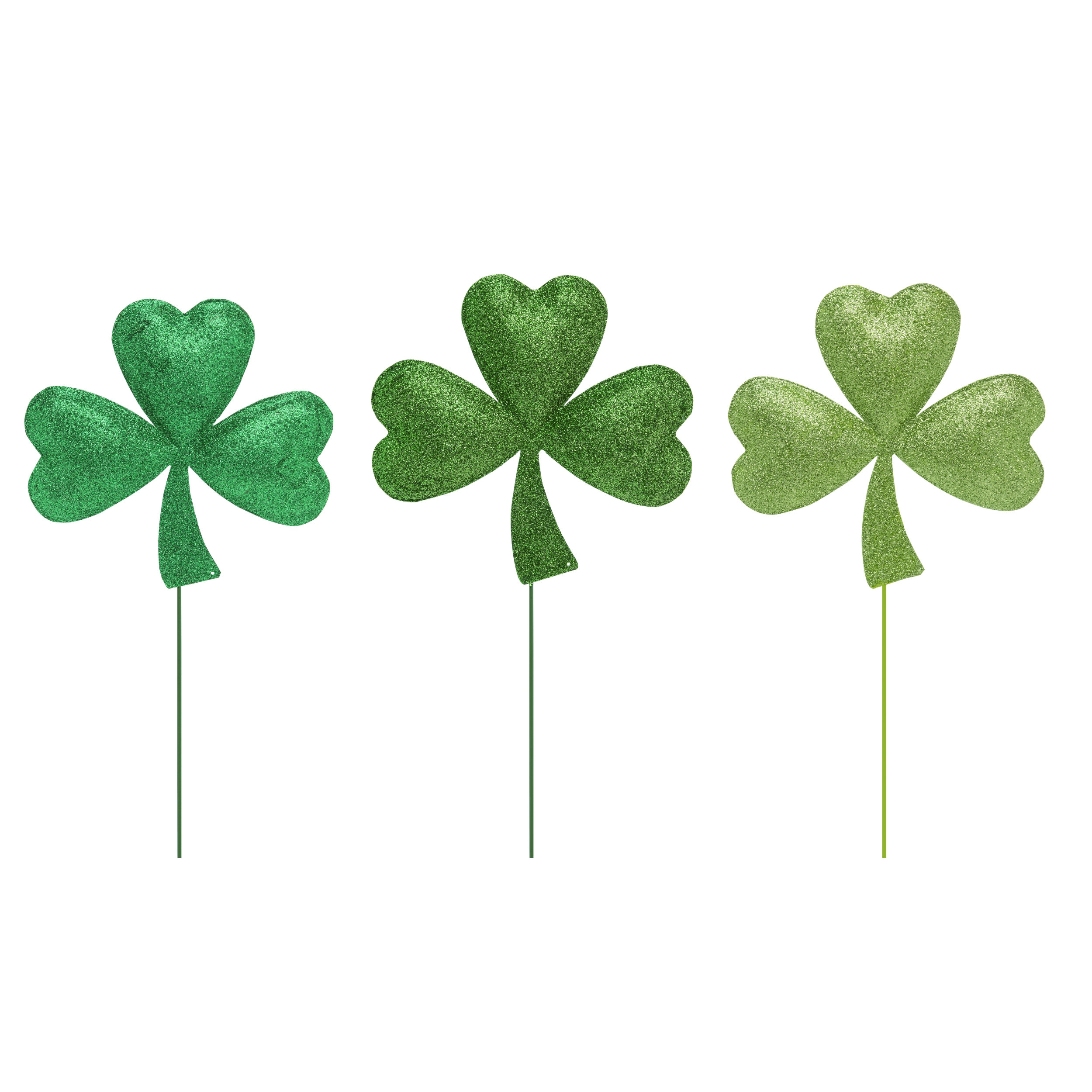 Bungalow Rose Metal Glitter Shamrock Pick Set of 3 St Patrick Home ...