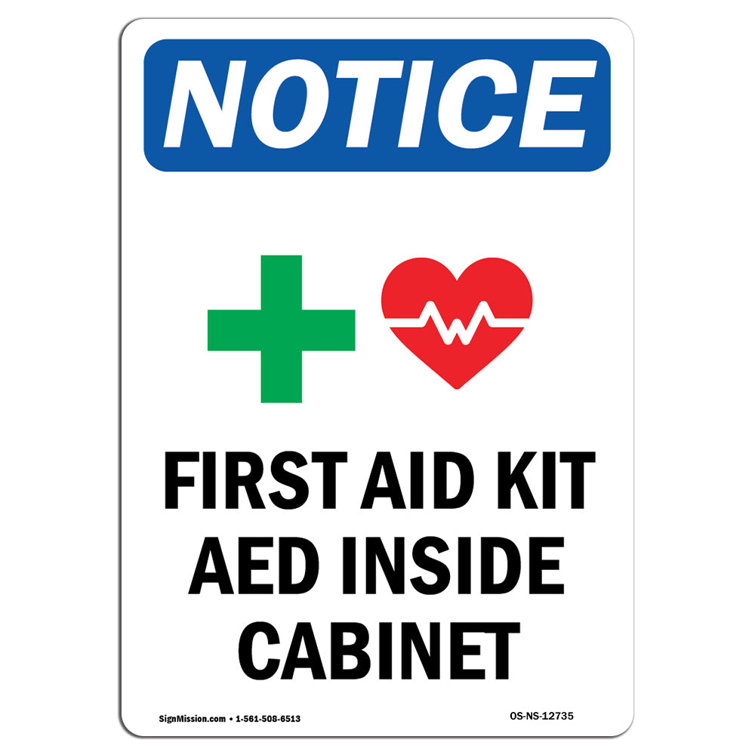 SignMission First aid Kit AED Sign | Wayfair