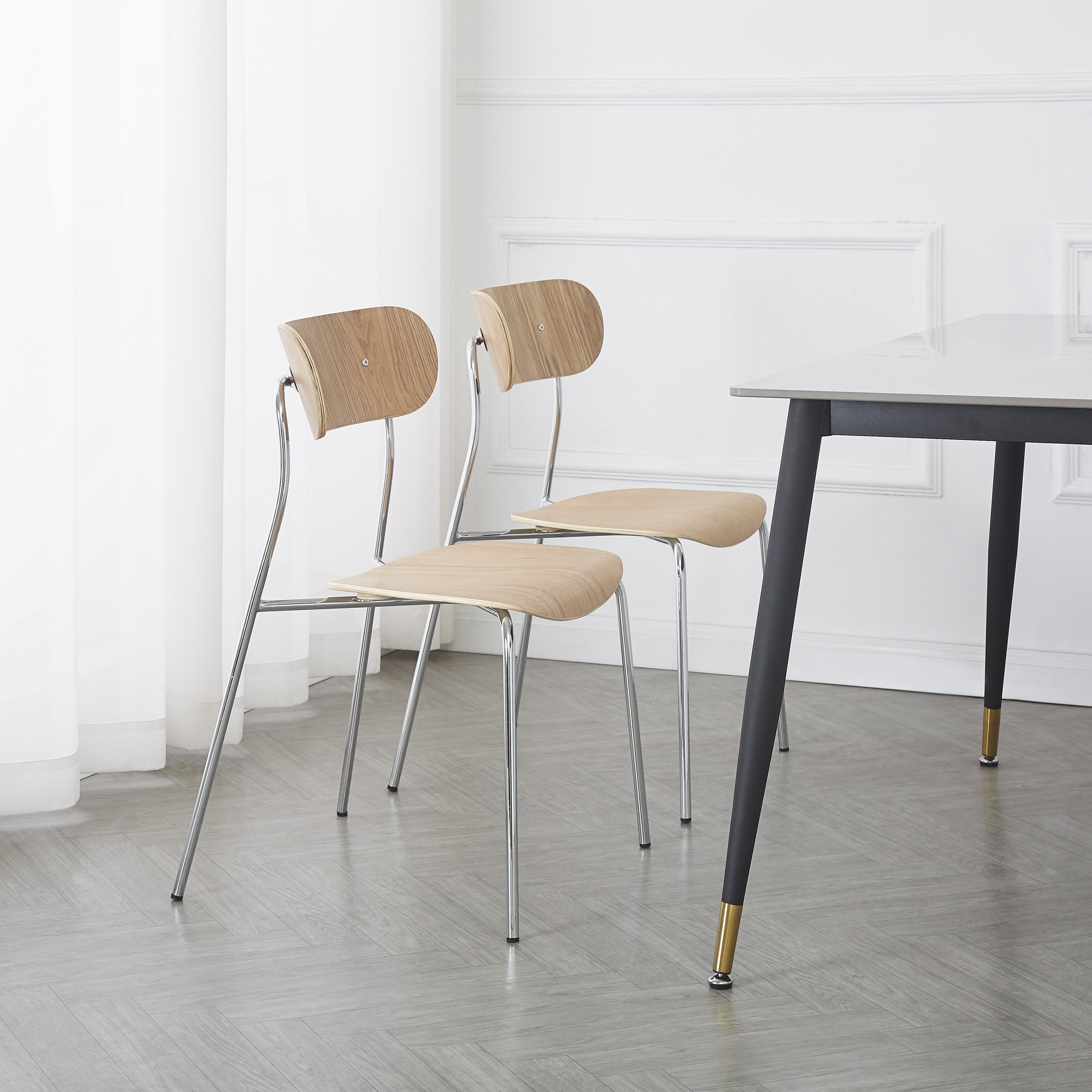 17 Stories Newman Set of 2 Metal and Wood Chairs - Wayfair Canada
