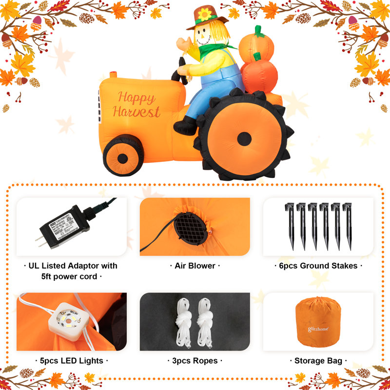 The Holiday Aisle® Tractor Inflatable | Wayfair