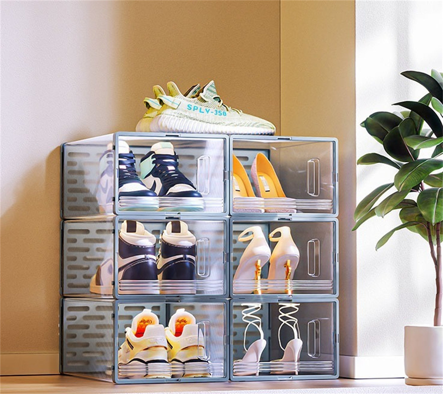 Infinitee Green Shoe Box Storage Box Transparent Thickened(10 Pack ...