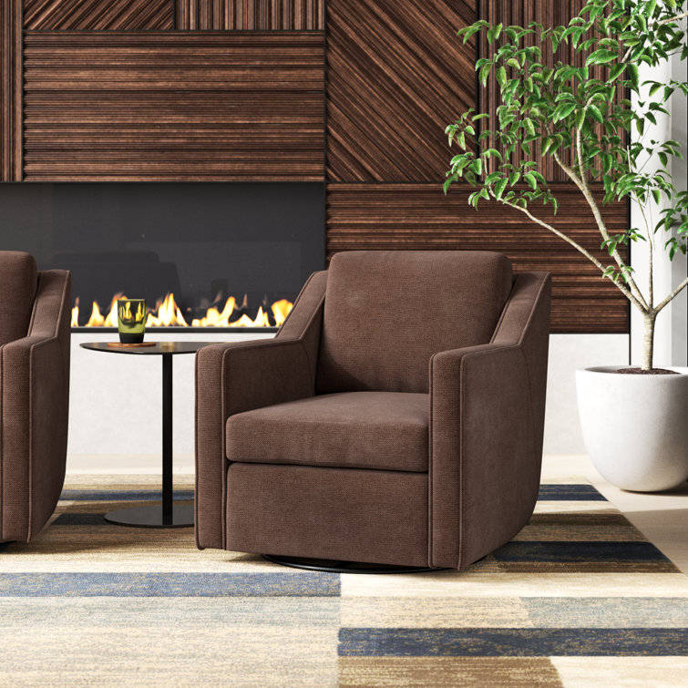 Wade Logan® Bronnen Big And Wide Upholstered Cushion Swivel Armchair ...