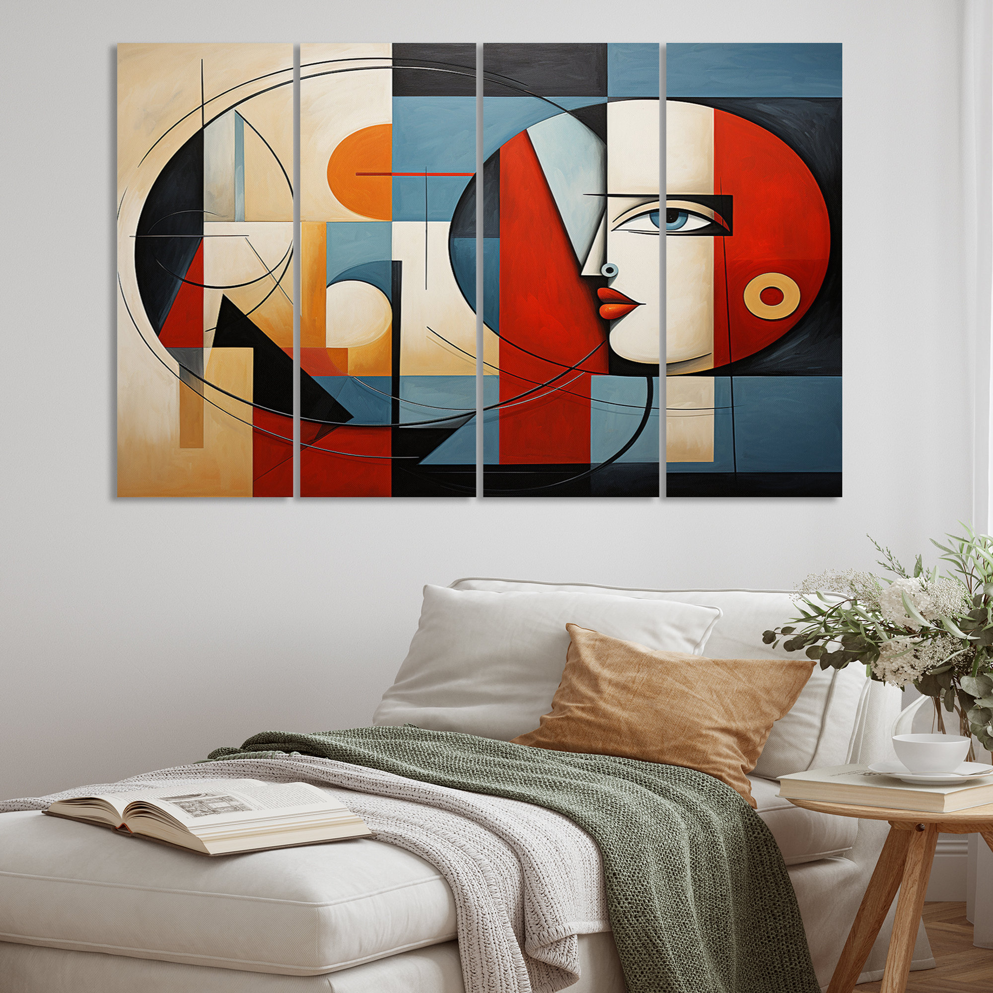 Design Art Cubism Geometric Portrait VII - Cubism Wall Art Living Room ...