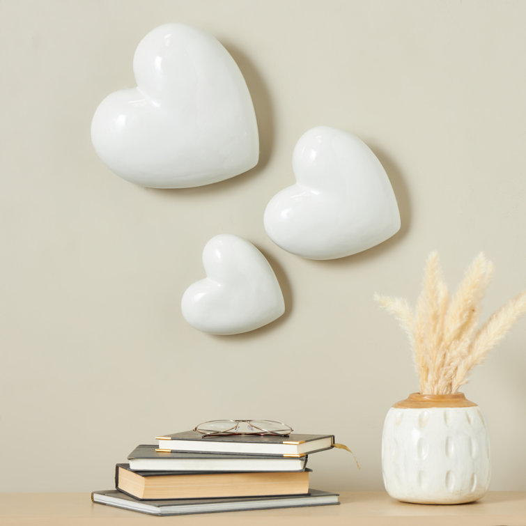 Latitude Run® Cole And Grey Ceramic Slanted Heart Home Wall Decor With ...