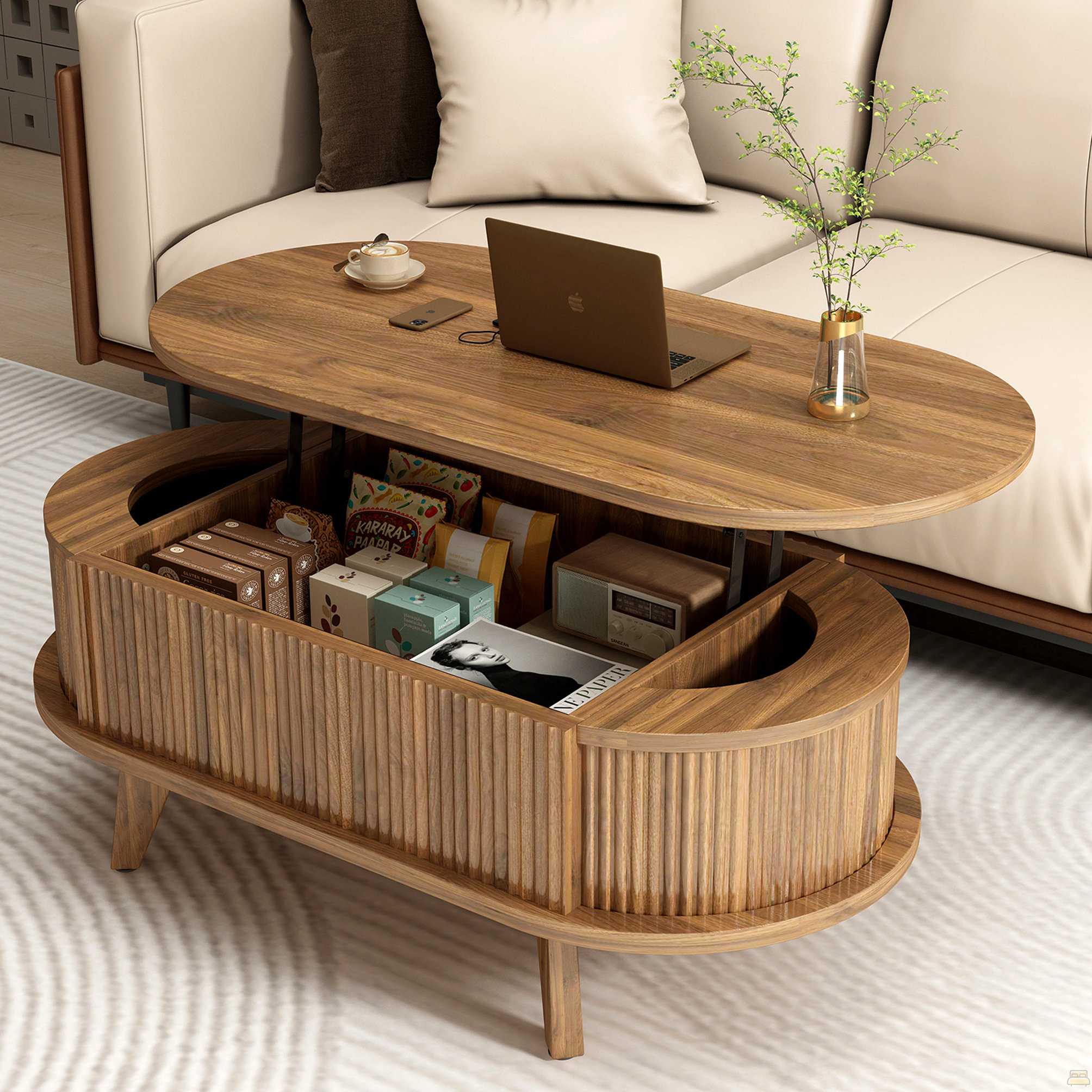 Latitude Run® Fluted Lift Top Coffee Table | Wayfair