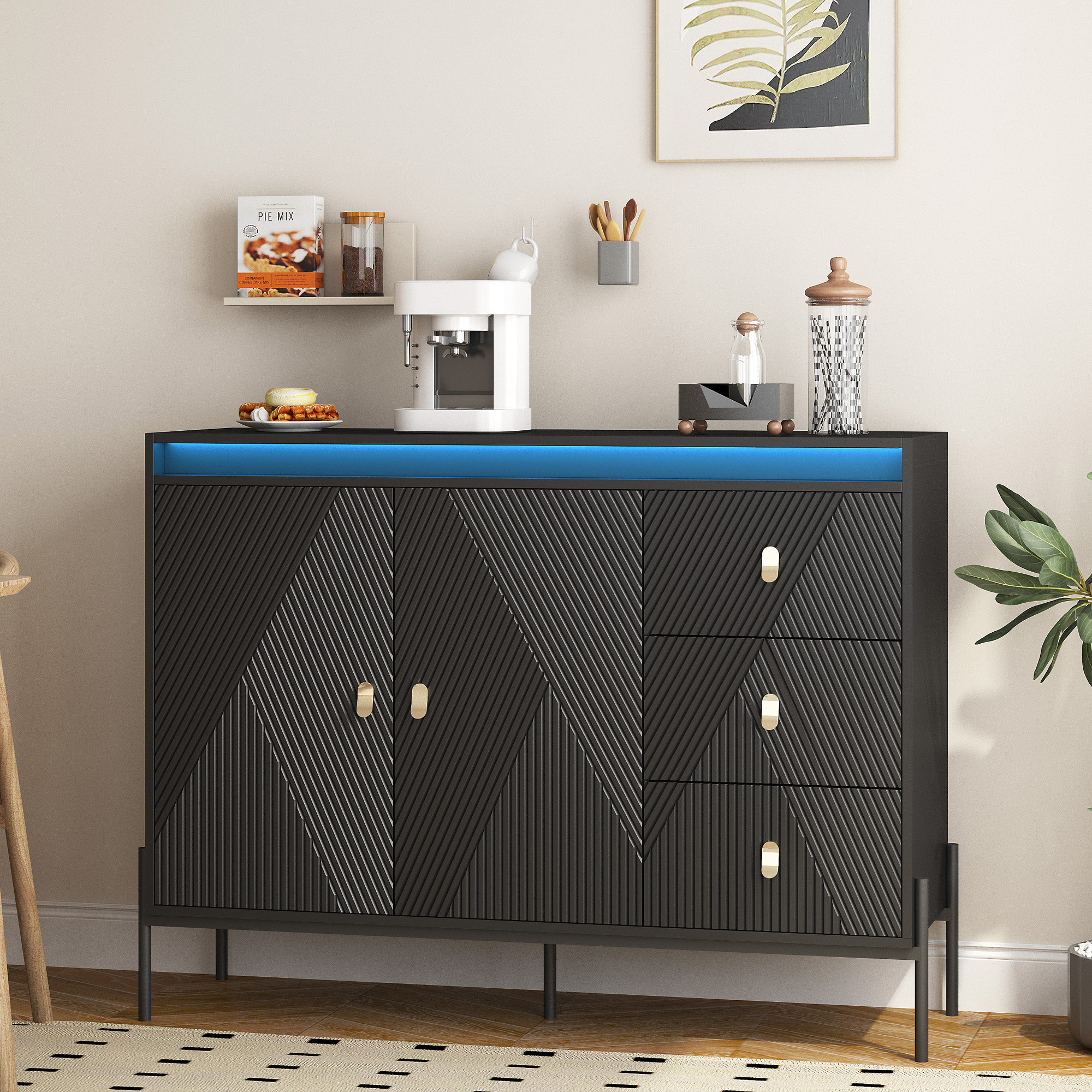 Wrought Studio Buffets & Sideboards, Fluted Sideboard Cabinet, 2 Door 3 ...