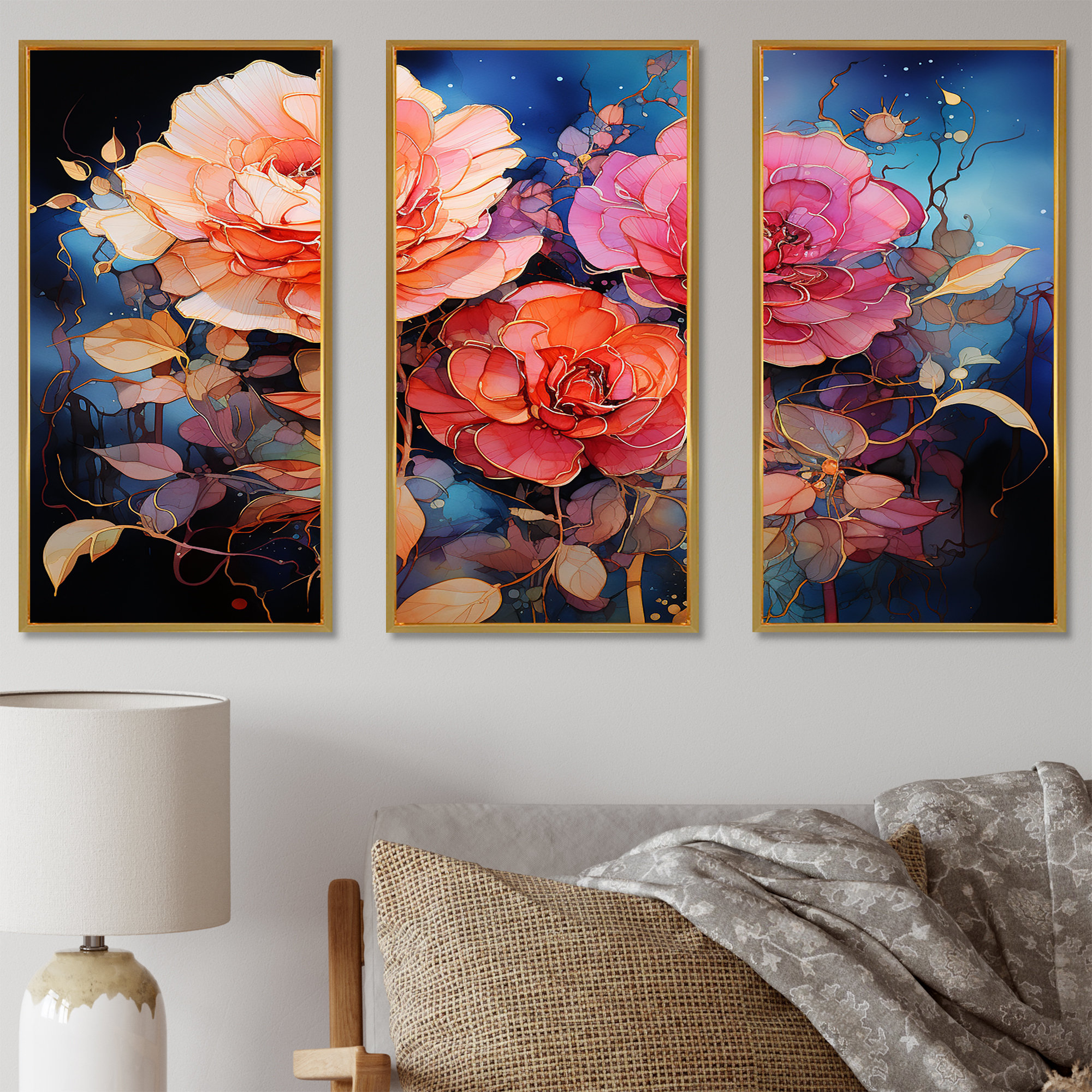 Lark Manor Coral Roses Gilded Opulence I - Roses Wall Art Set - Wayfair ...