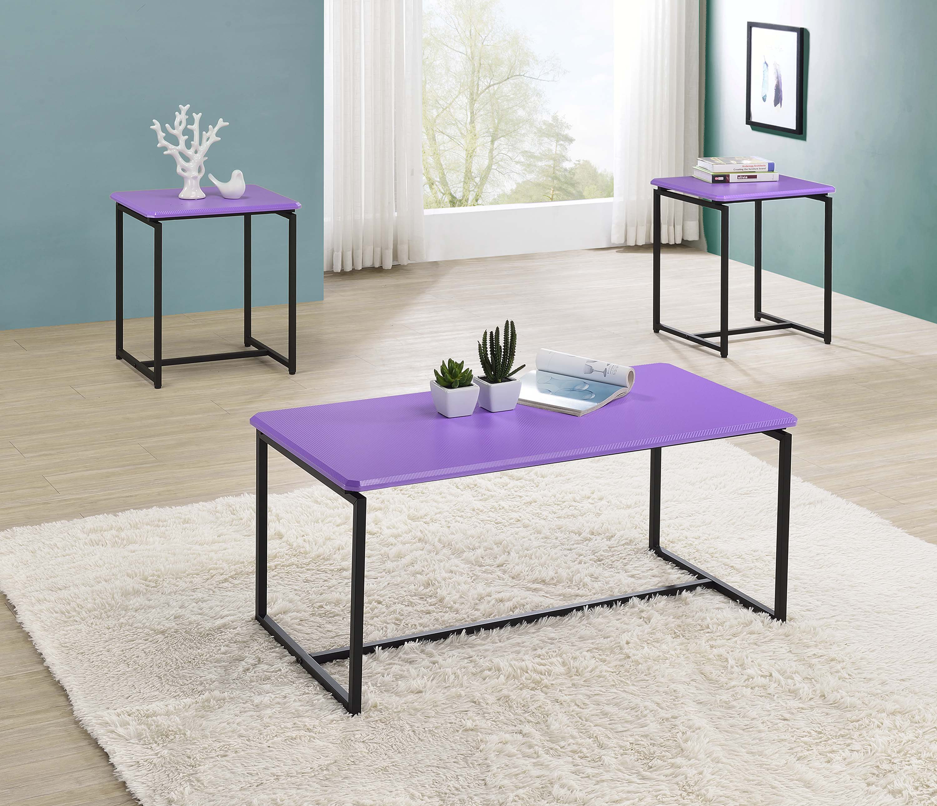 Latitude Run® GT 3 Piece Violet Carbon Fibre Wrap Coffee Table and End ...