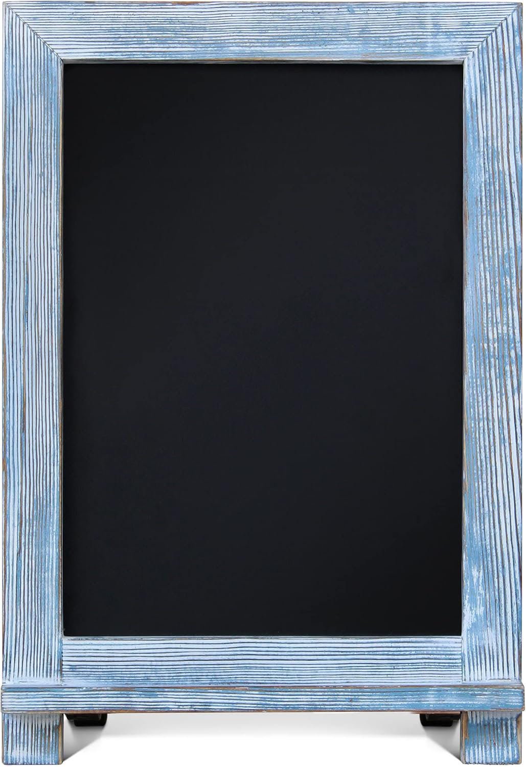 WINUAL Rustic Blue Wood Tabletop Chalkboard With Legs/Vintage Wedding ...