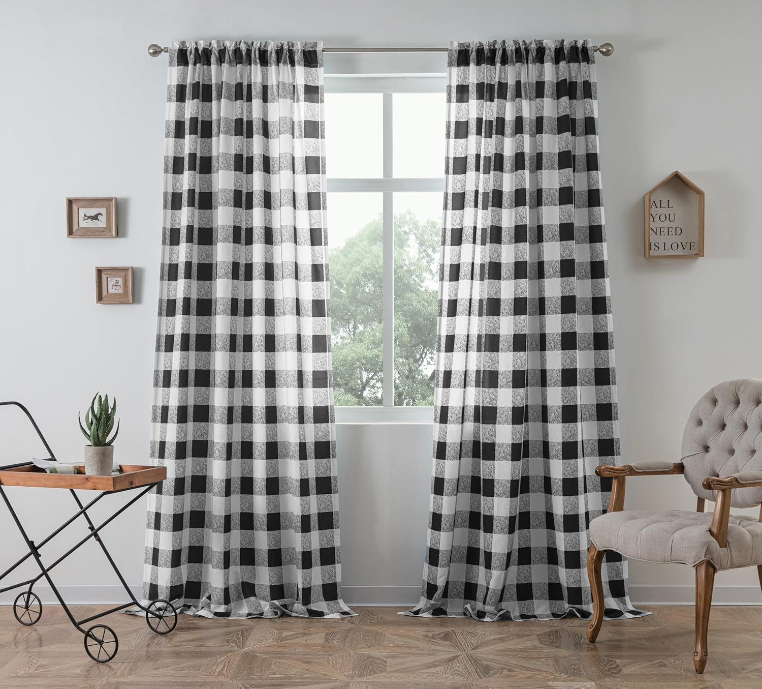 Gracie Oaks Chimnonso 4 Panels Buffalo Checkered Light Filtering Semi ...