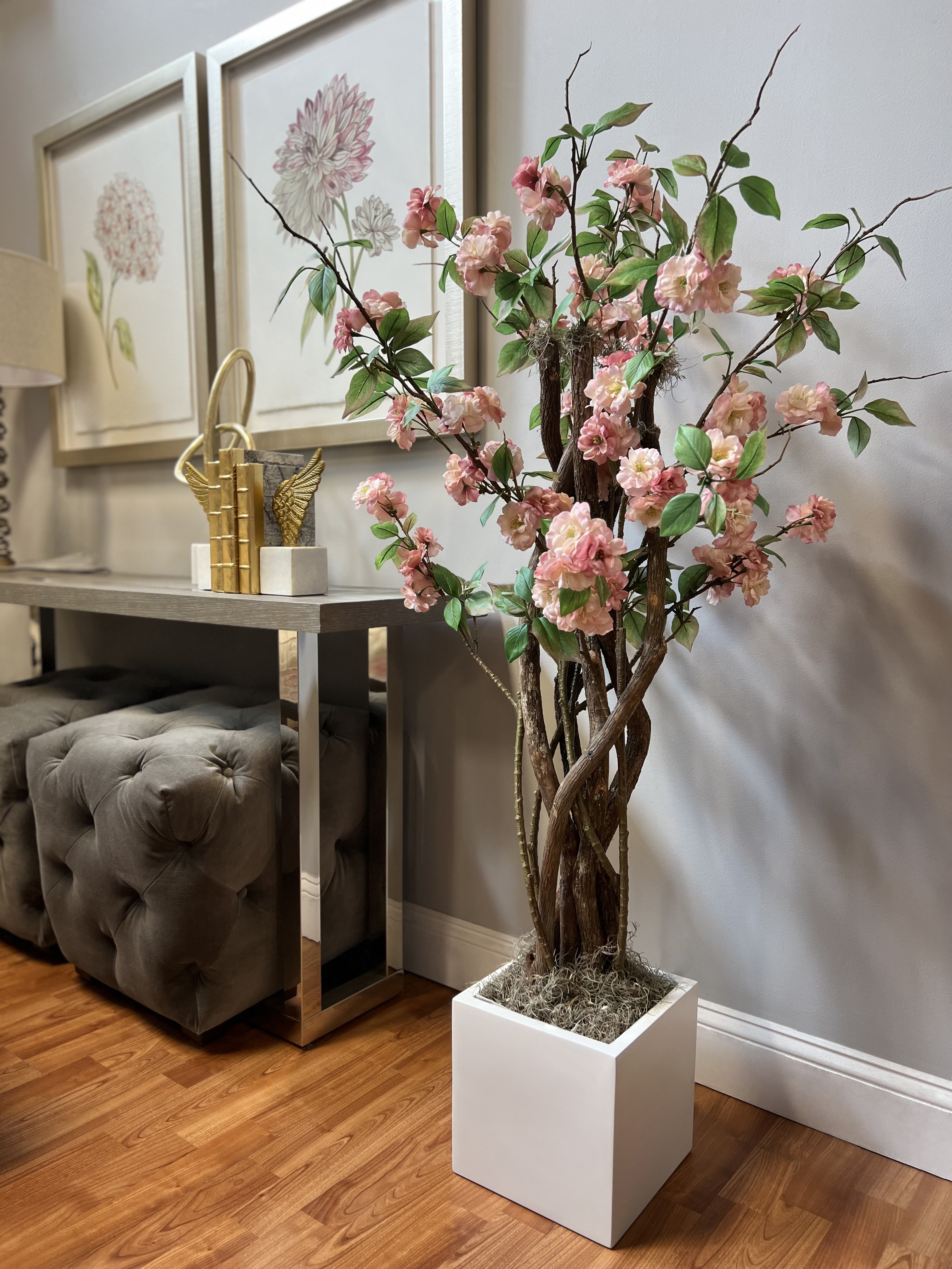 Creative Displays, Inc. 4.5' Faux Cherry Blossom Tree in Fiberstone Pot ...