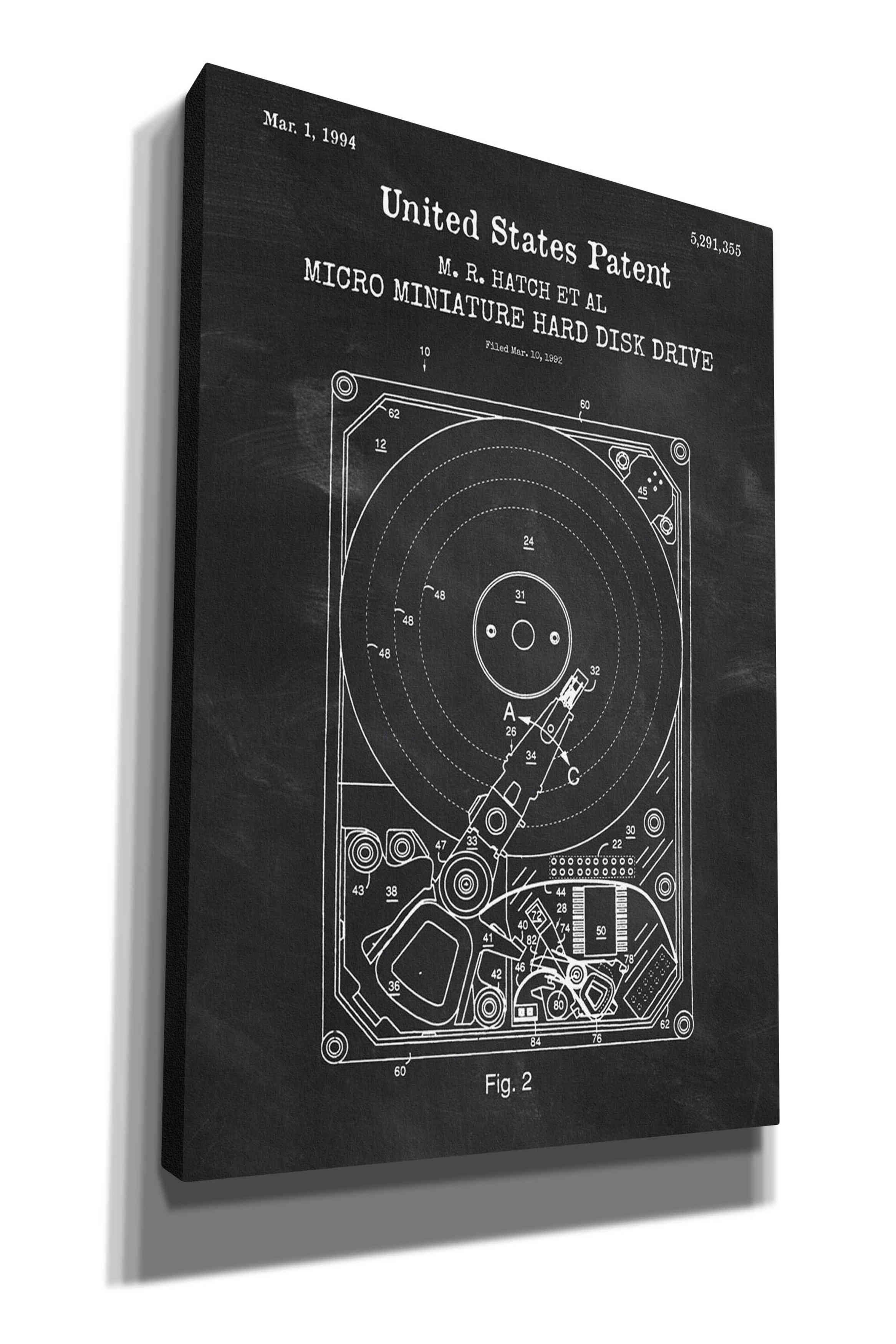 Williston Forge Hard Disk Drive Blueprint Patent Chalkboard - Wrapped ...
