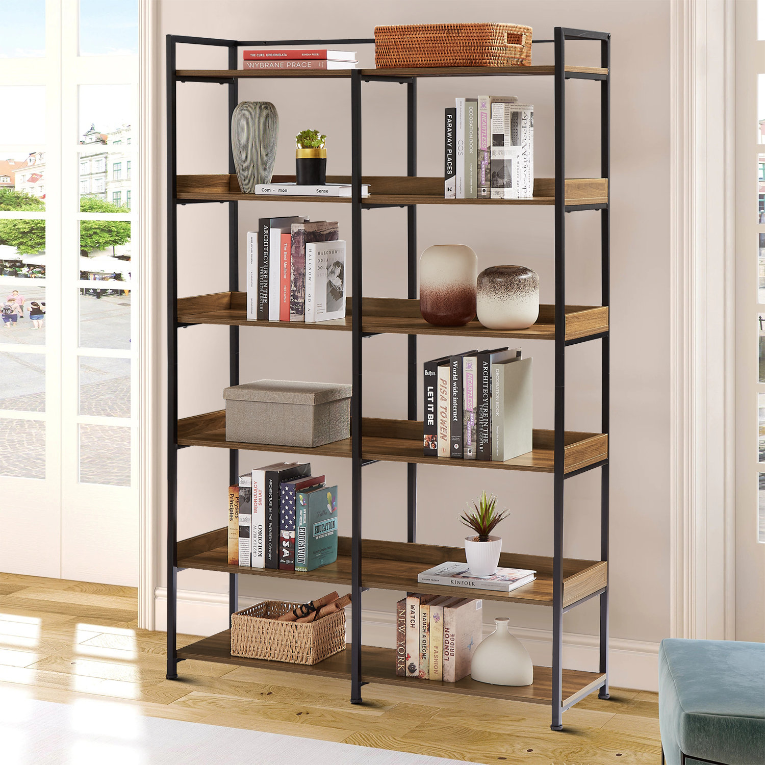 Latitude Run® Joko 70.81" H x 47.21" W Metal Etagere Bookcase | Wayfair
