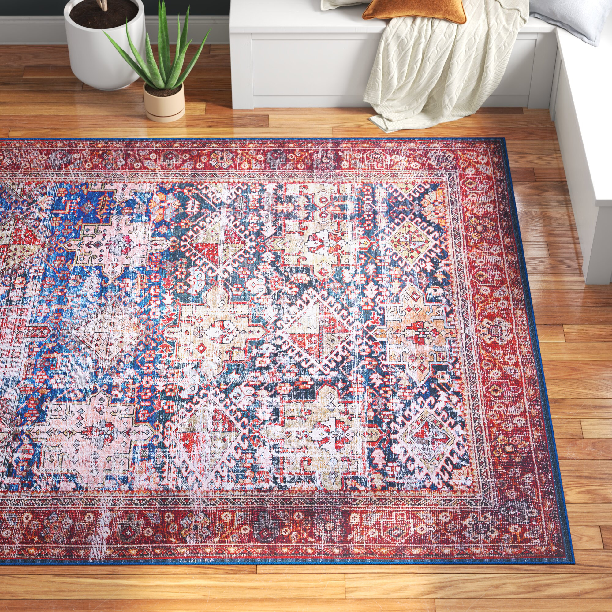 Langley Street® Gadbois Oriental Navy/Rust Area Rug & Reviews | Wayfair
