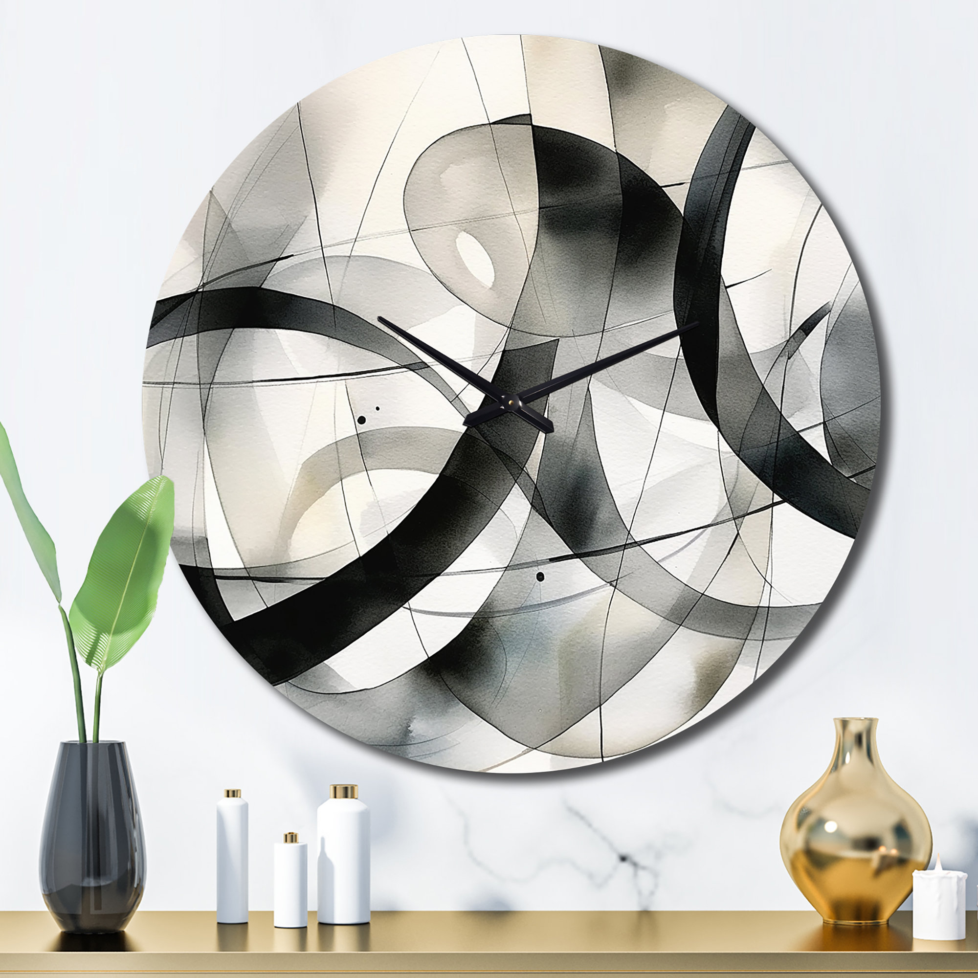 Design Art Abstract Neutral XV Metal Wall Clock | Wayfair