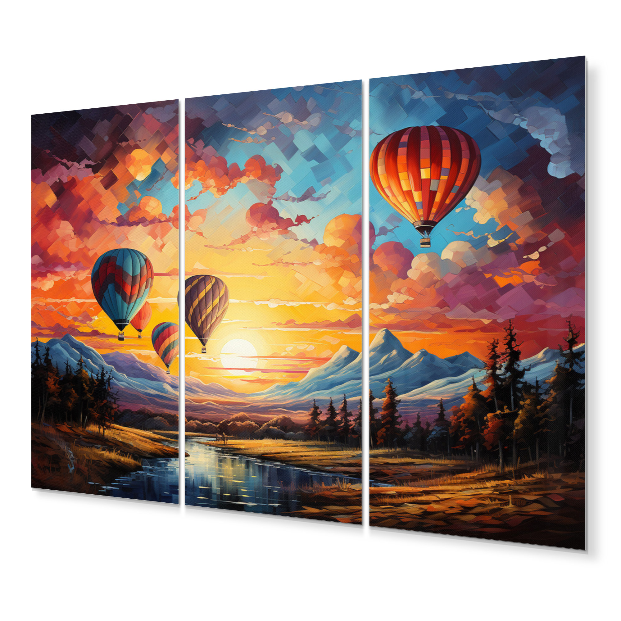 Latitude Run® Yellow Hot Air Ballon III - Hot Air Balloon Metal Wall ...