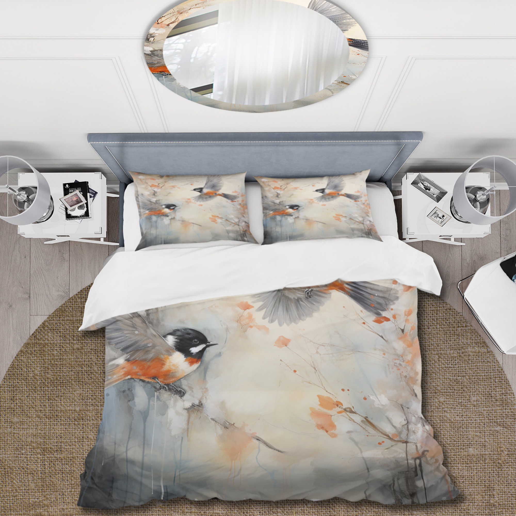 Design Art Bird Avian Symphony I - Bird Duvet Cover Set - Microfiber ...