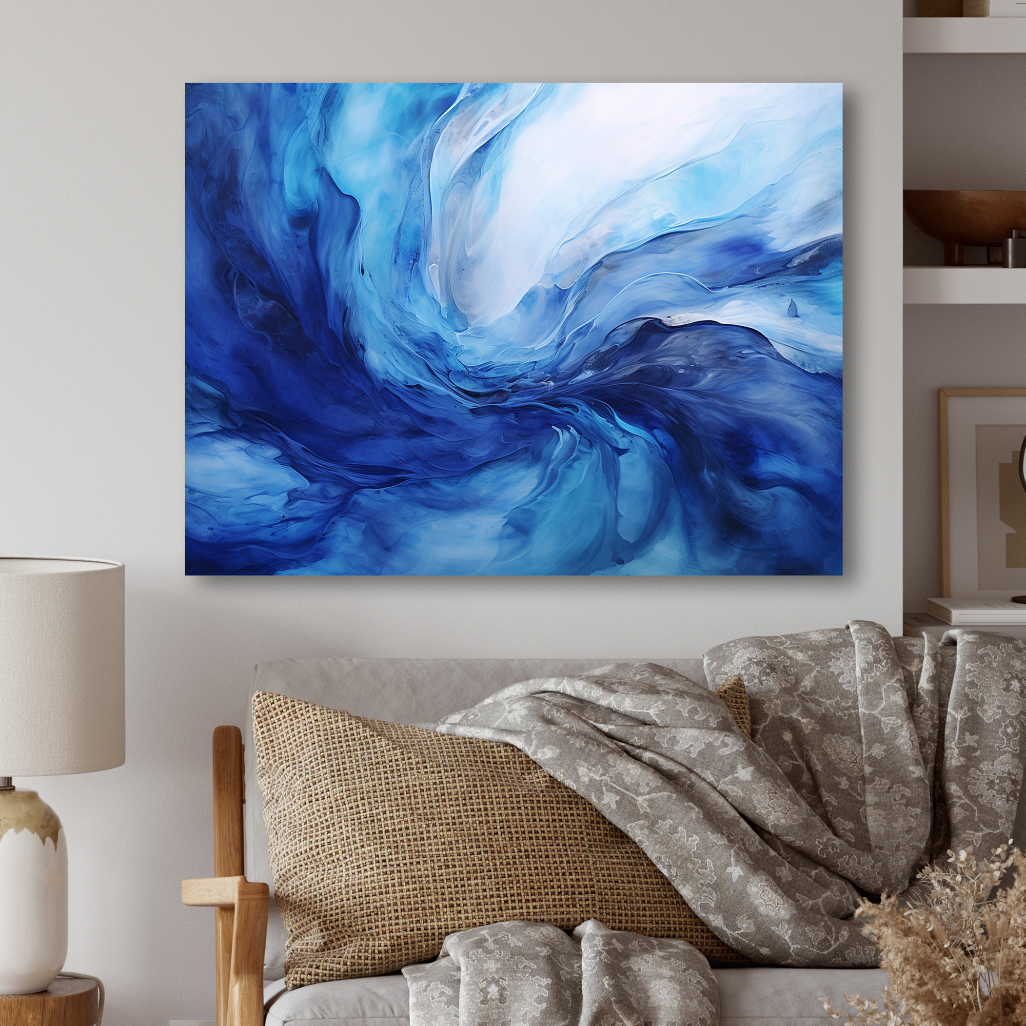 Wrought Studio™ Blue Emotional Tachisme Waves 2 - Tachisme Metal Wall ...