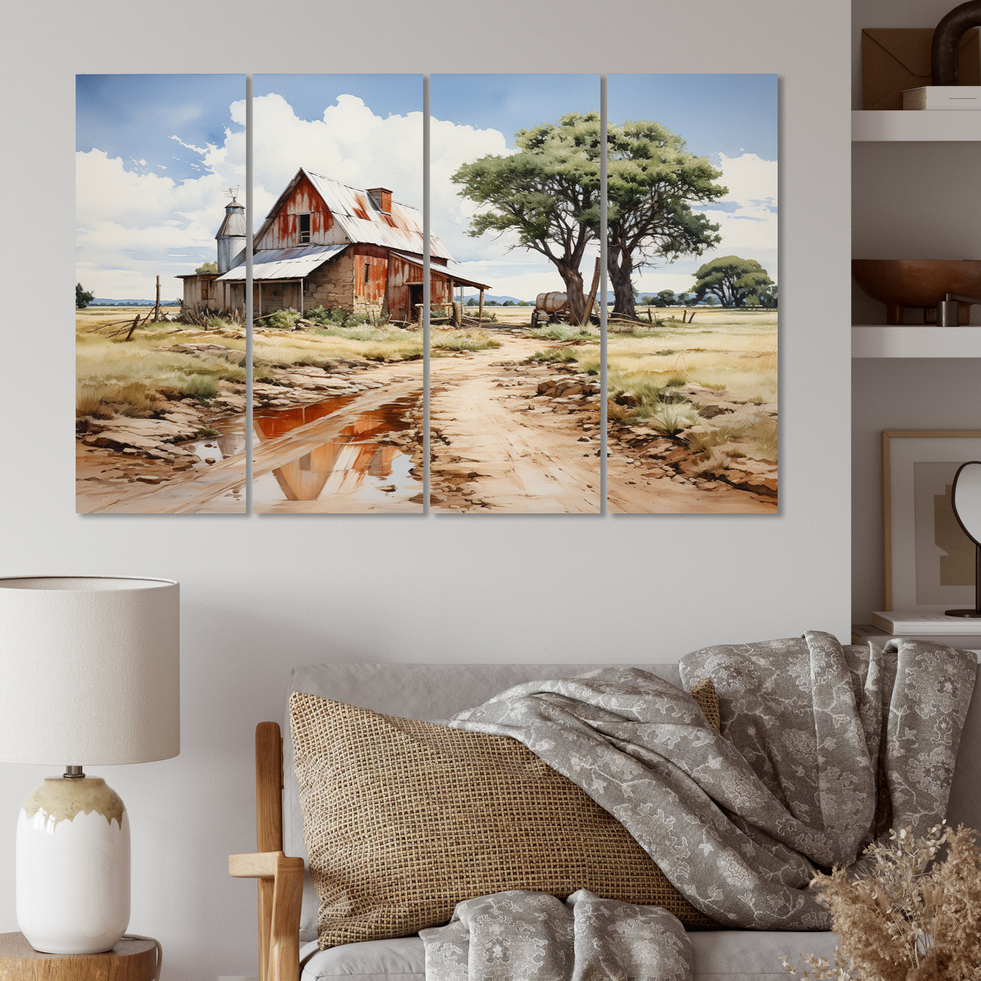 Design Art Farmhouse Patterns An I - Farm Canvas Art Print - 4 Panels ...