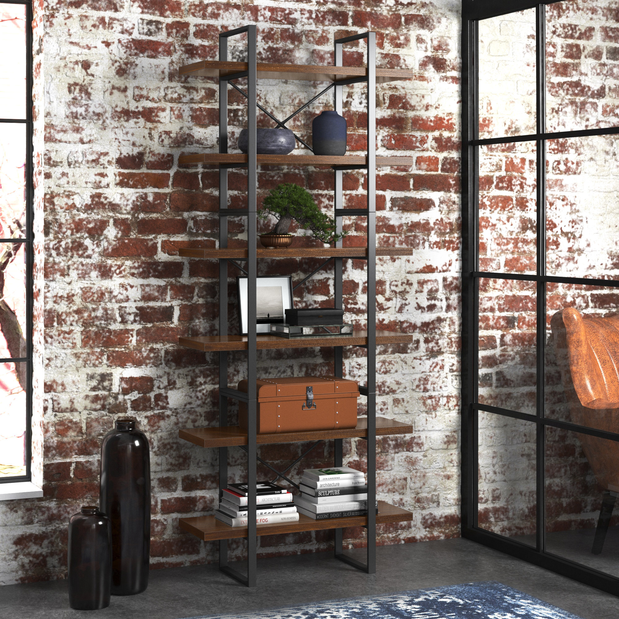 Steelside™ Alda 85" H x 35.43" W Metal Etagere Bookcase | Wayfair
