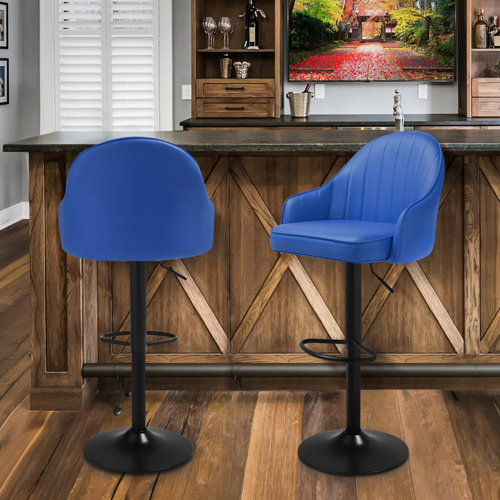 Blue Leather Bar Stools & Counter Stools You'll Love | Wayfair