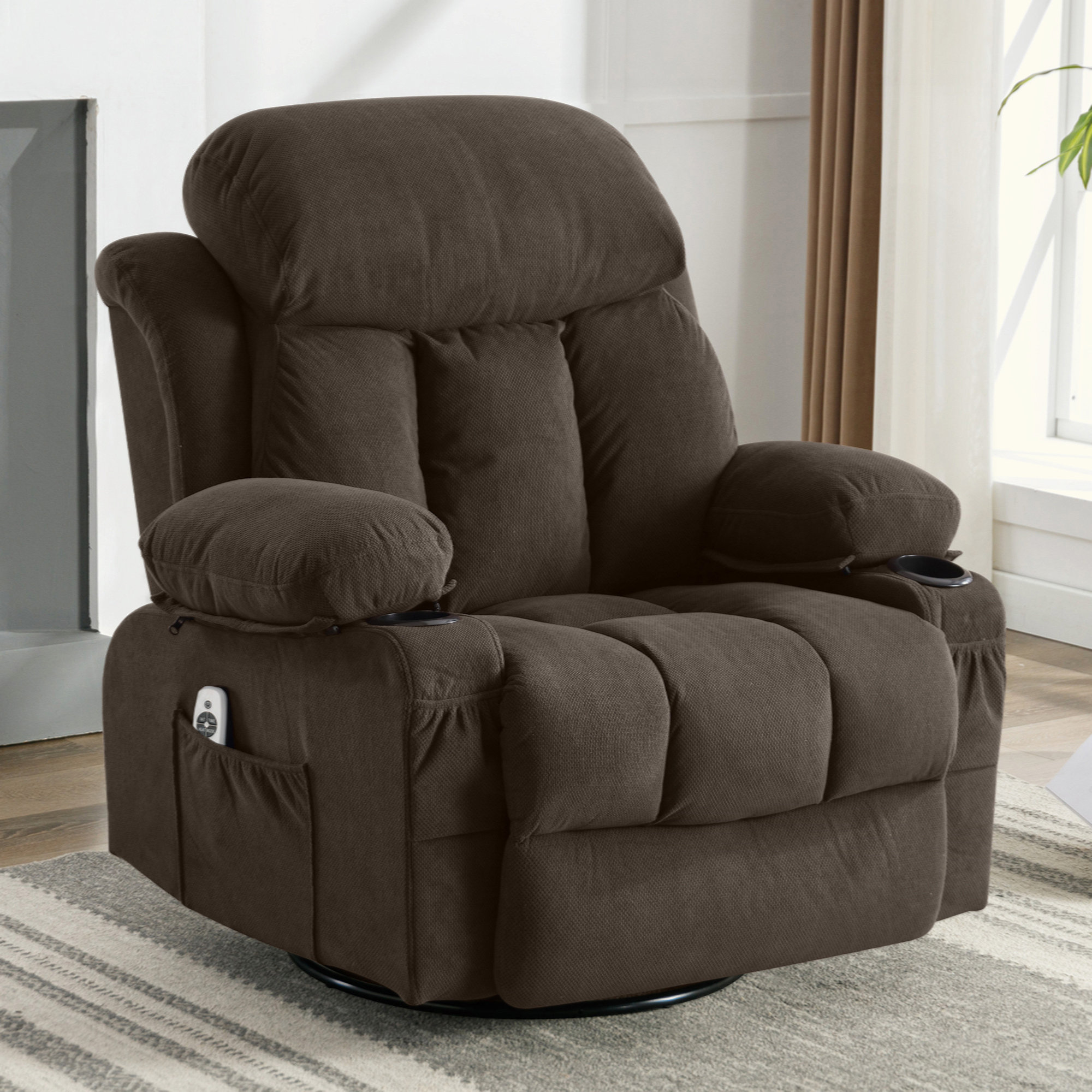 Red Barrel Studio® Swinging Recliner Massage Heated Sofa, With USB And ...