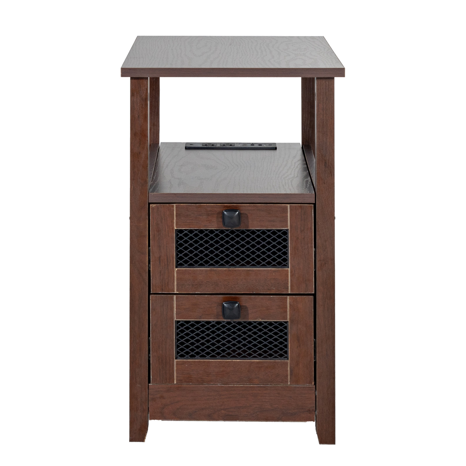 Ophelia & Co. Farmhouse End Table, Narrow Night Stand with USB Ports ...