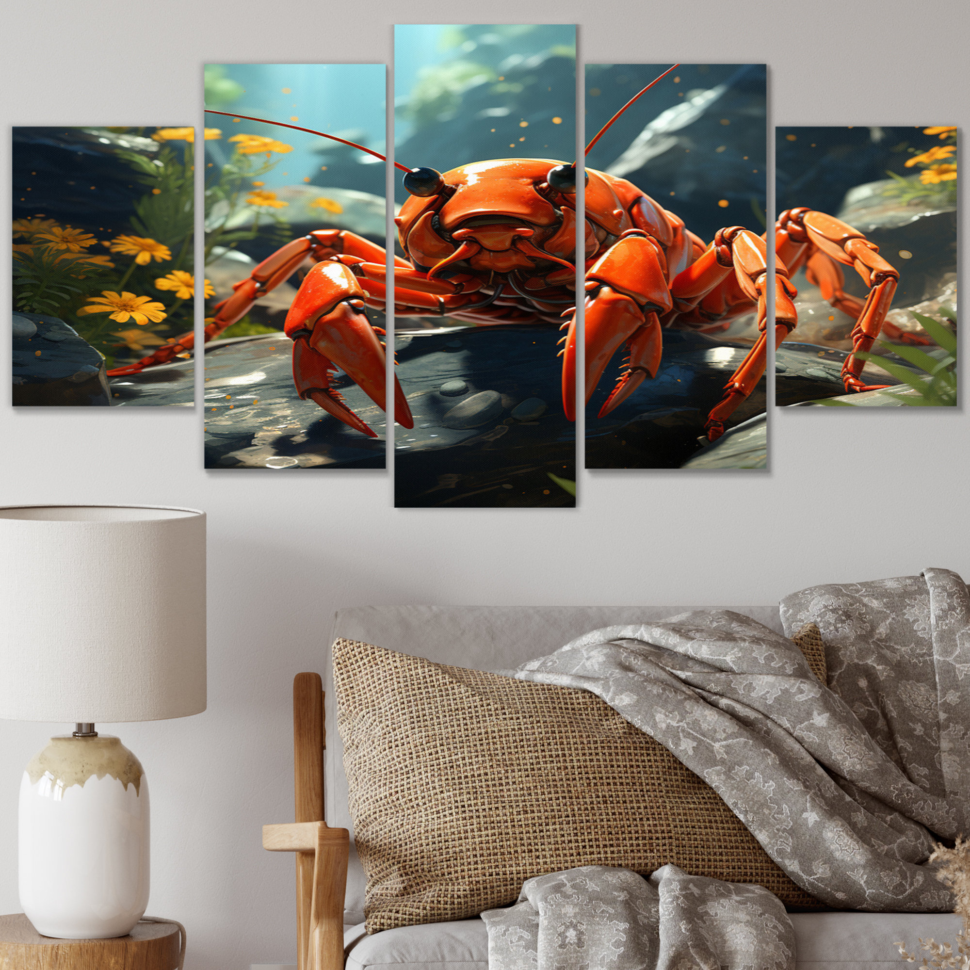 Design Art Crayfish Crayfish Capers - Animals Metal Wall Art Set | Wayfair