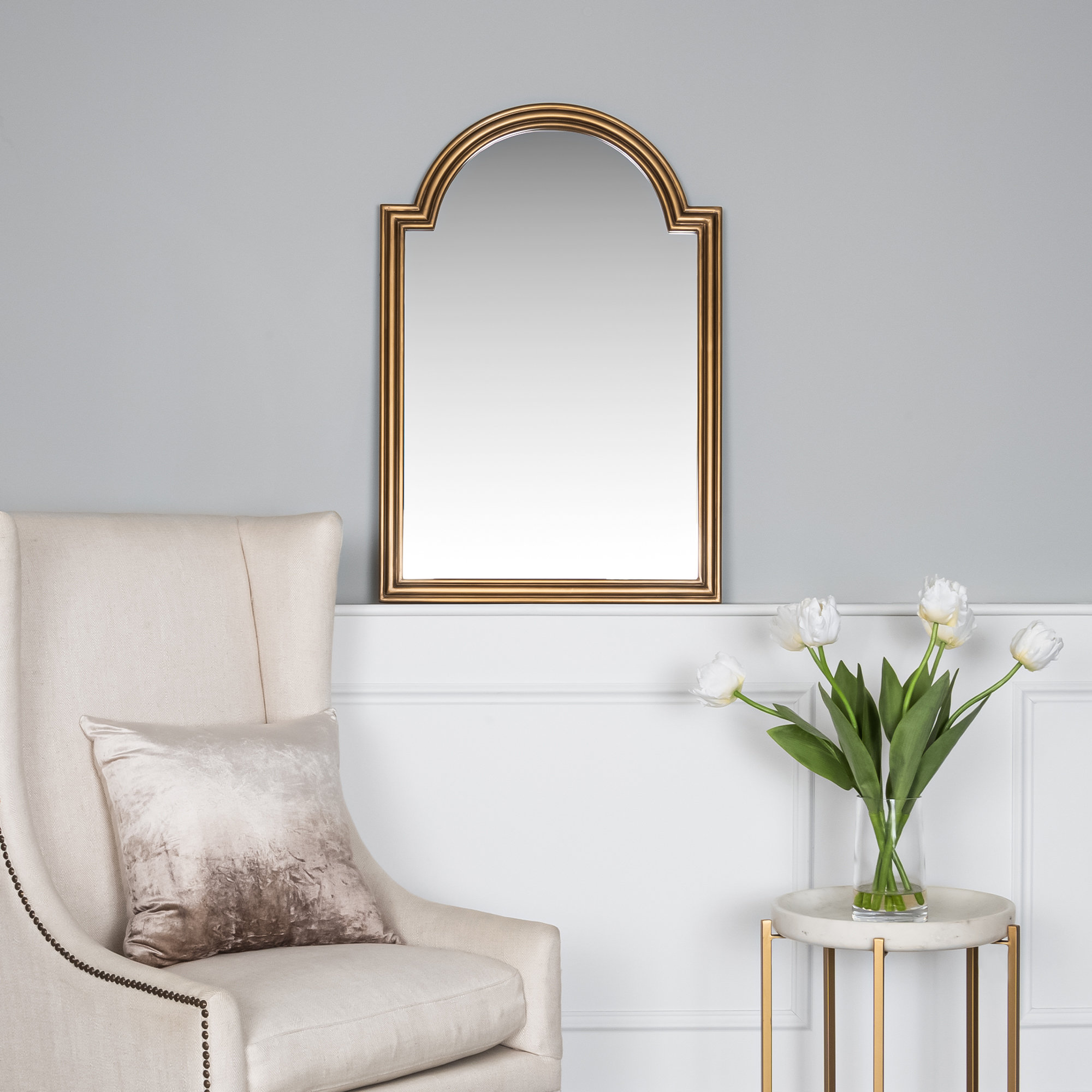 House of Hampton® Hemanth Solid Wood Arch Wall Mirror | Wayfair
