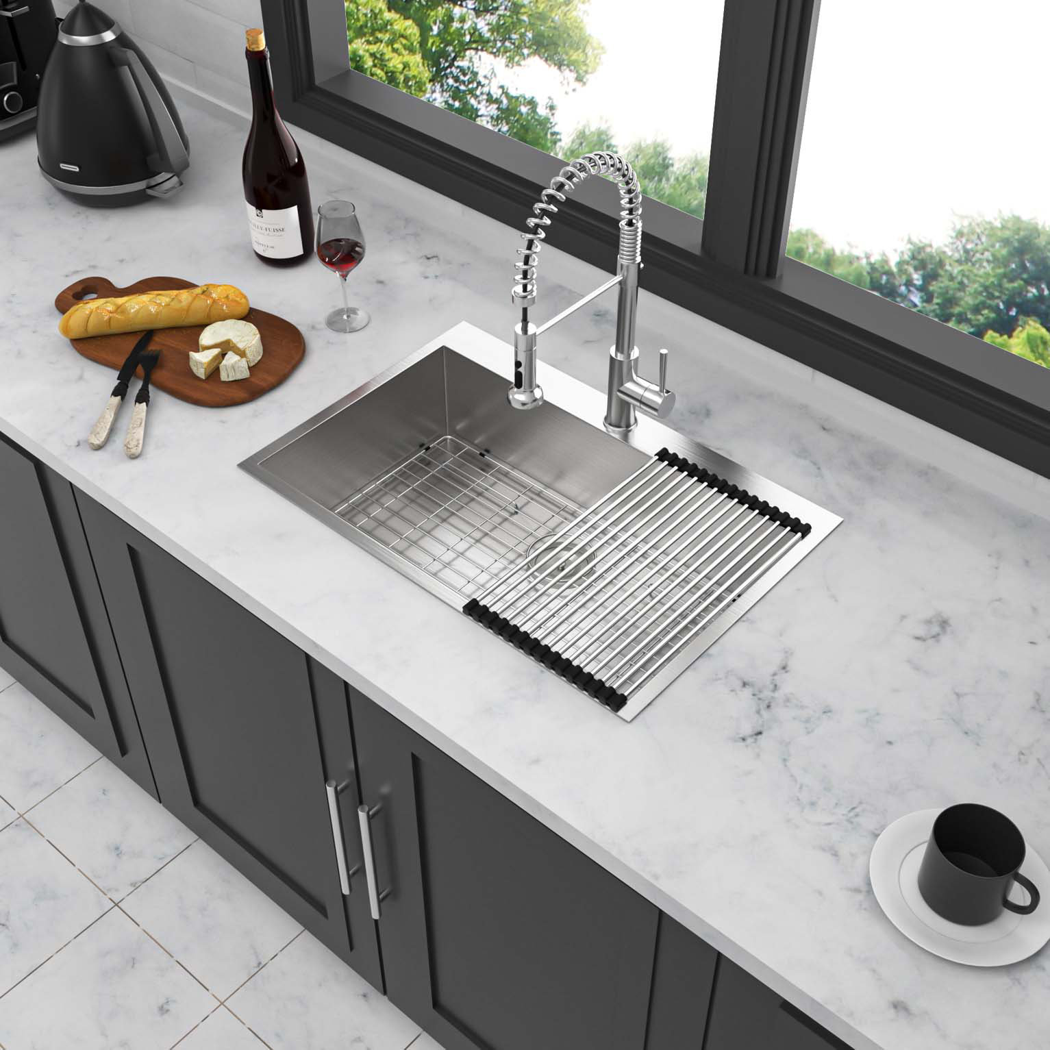 WKEMSING 33x22 inch Kitchen Sink Drop In 16 Gauge Stainless Steel 33 ...