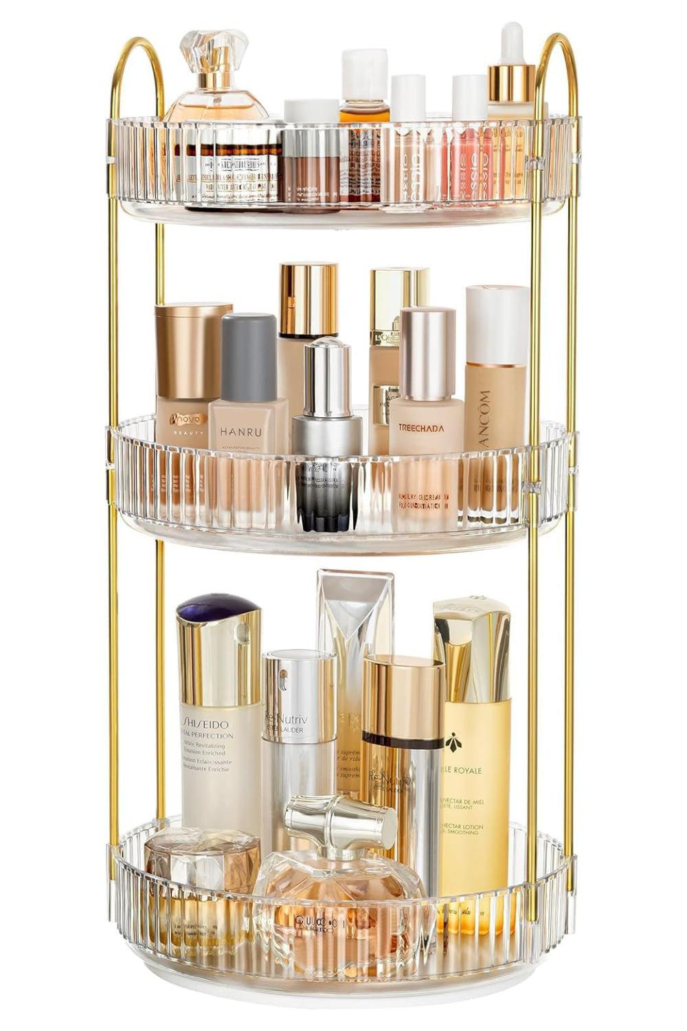 Everly Quinn 360° Rotating Makeup Organizer, 3 Tier Spinning Perfume ...