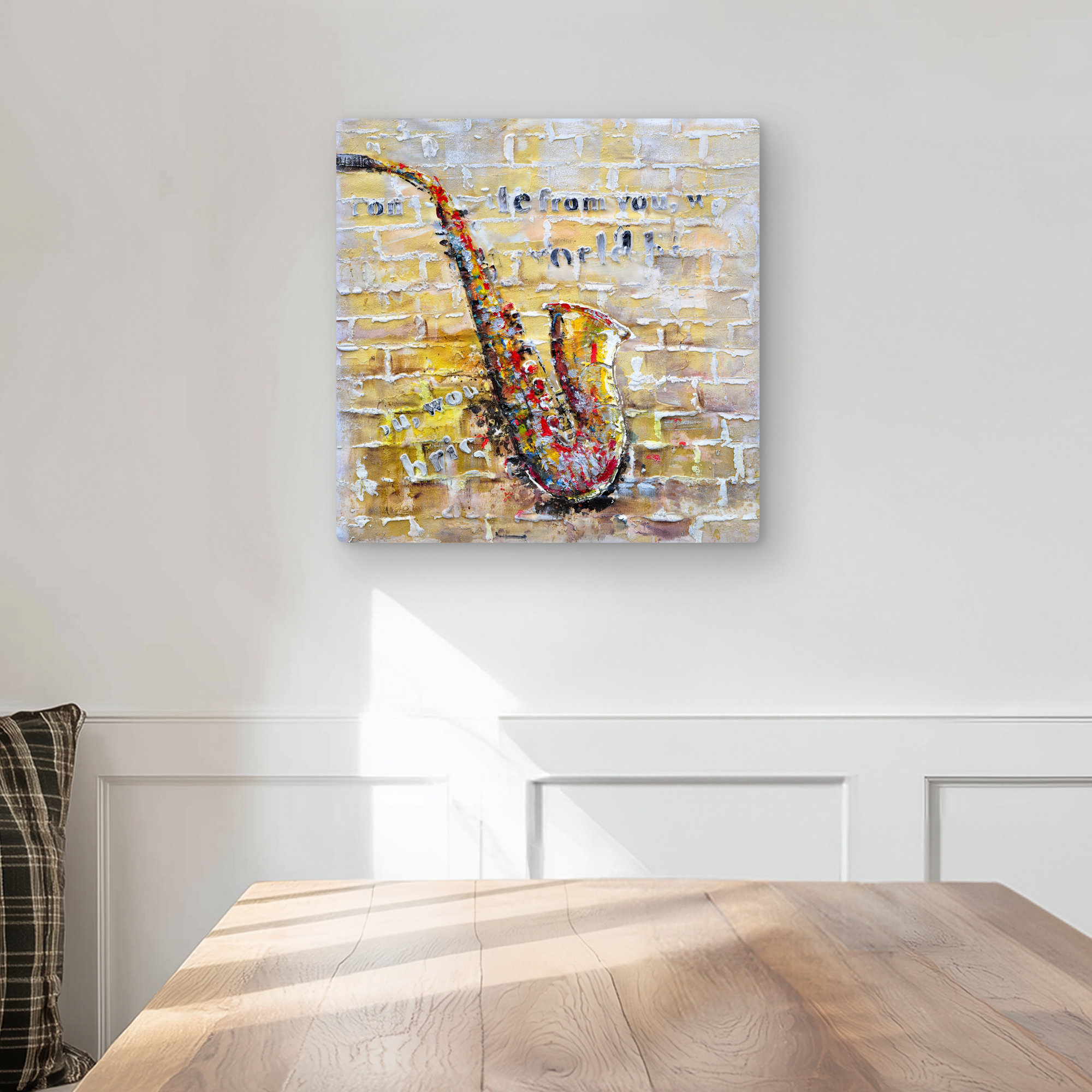 Begin Edition International Inc. Saxophone on Brick Wall - Yellow Metal ...