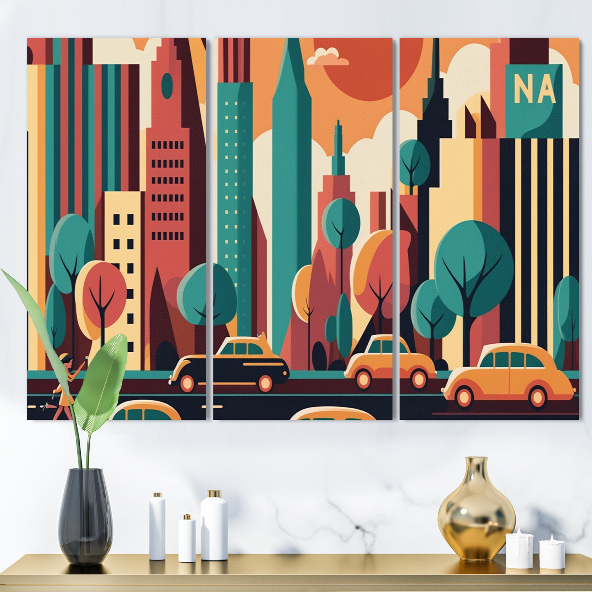 Red Barrel Studio Colourful Cityscape III - Cityscapes Canvas Wall Art ...