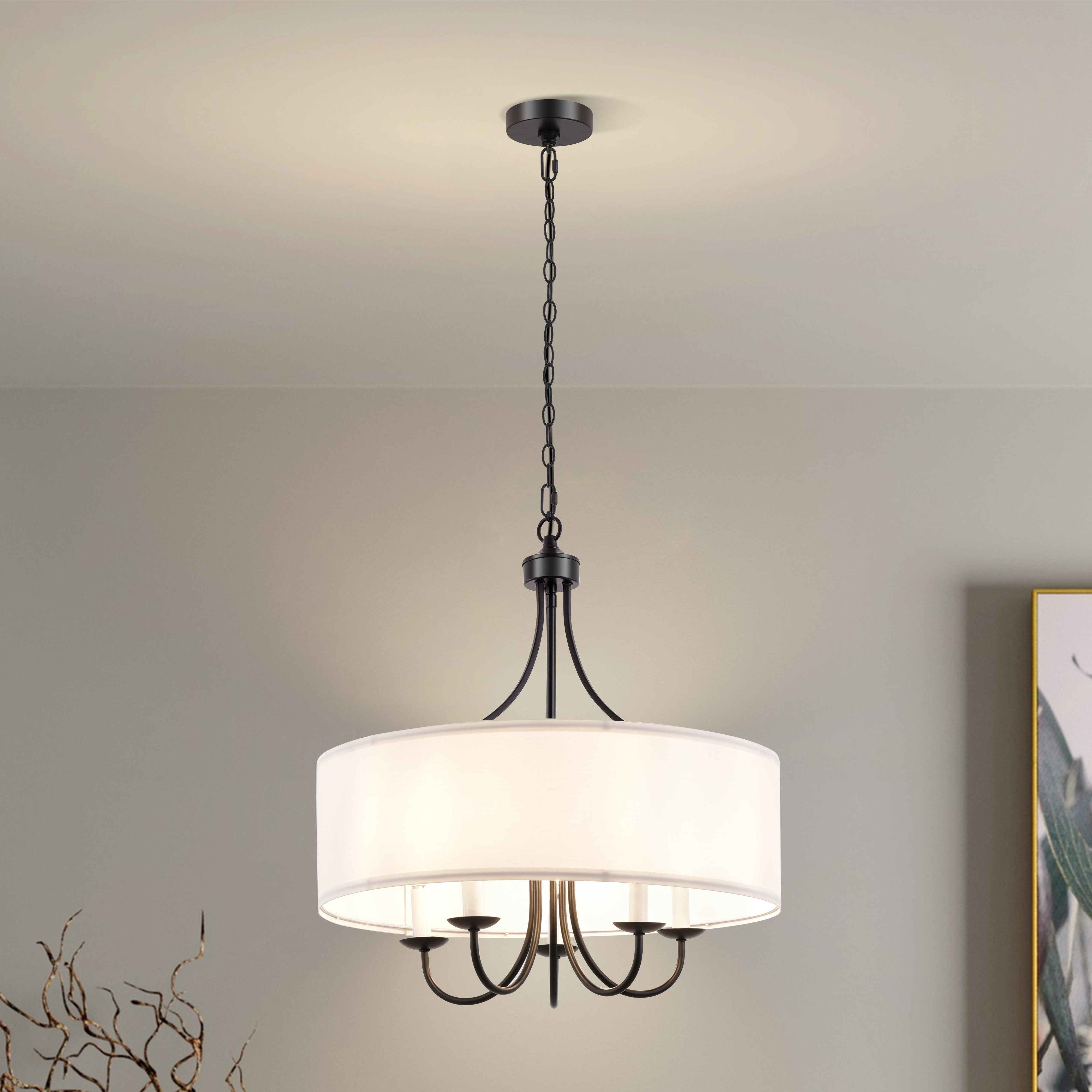 Winston Porter Noetzel 5 - Light Dimmable Drum Chandelier Dining Room ...