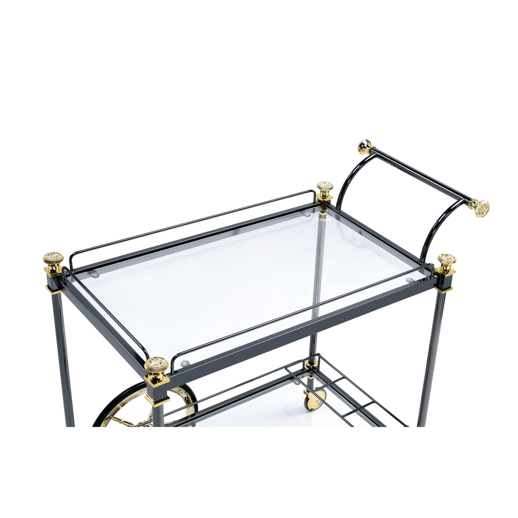 Mercer41 Glass And Metal Serving Cart - Black/gold, Two Fixed Shelves ...