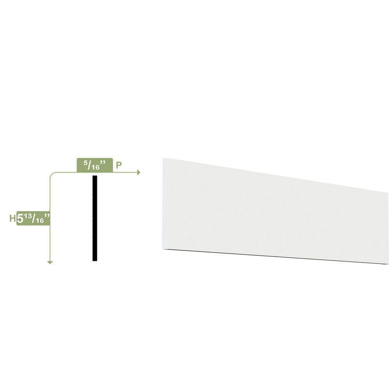 Ekena Millwork 5 7/8"H x 3/8"P x 96"L Flat Utility Trim Moulding, PVC ...