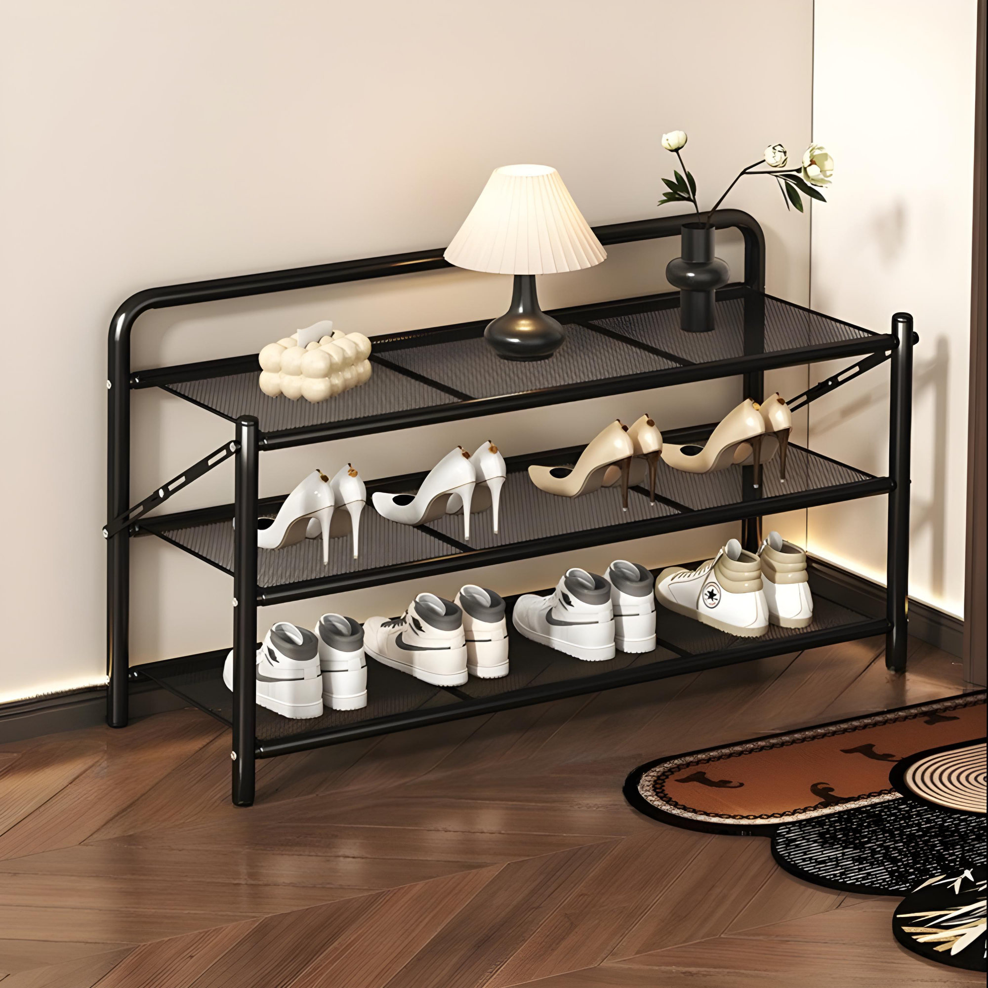 Latitude Run® Foldable Multi-Tier Iron Shoe Rack For Home, Entryway ...