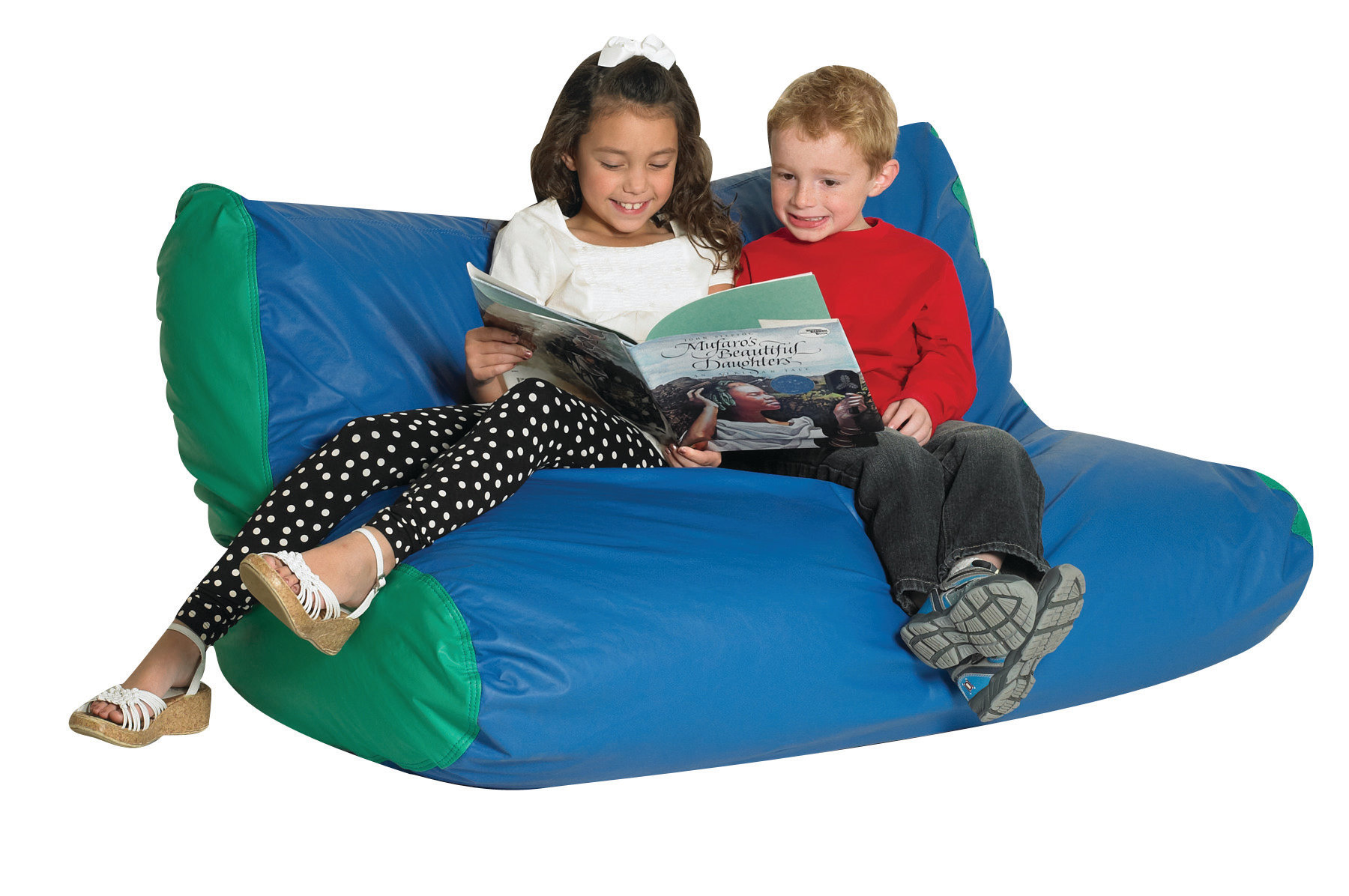 Children's Factory School Age Double High Back Bean Bag Lounger - Blue ...