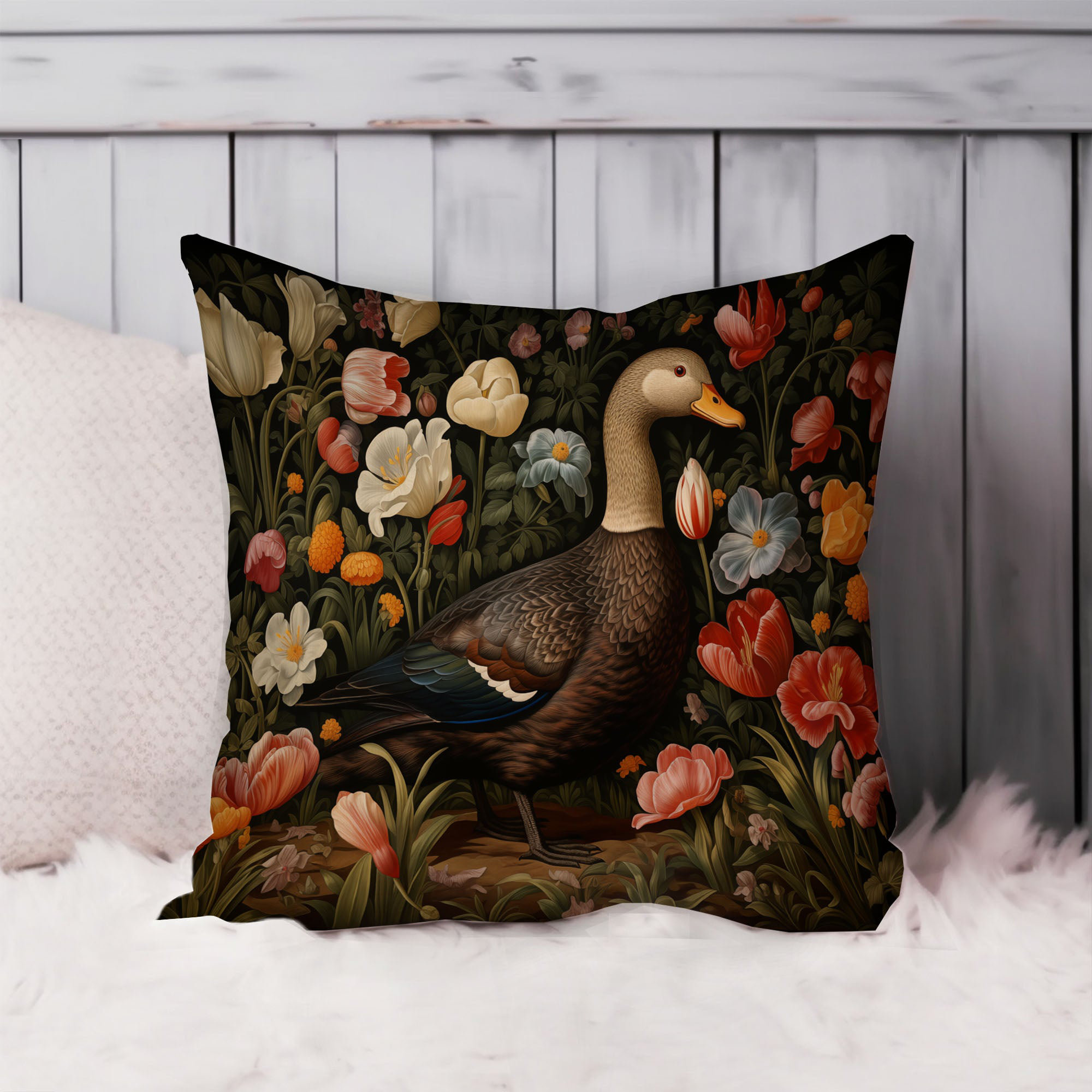 Ethan Taylor Animals William Morris Duck Pattern II Cottage Throw Pillow Cover | Wayfair
