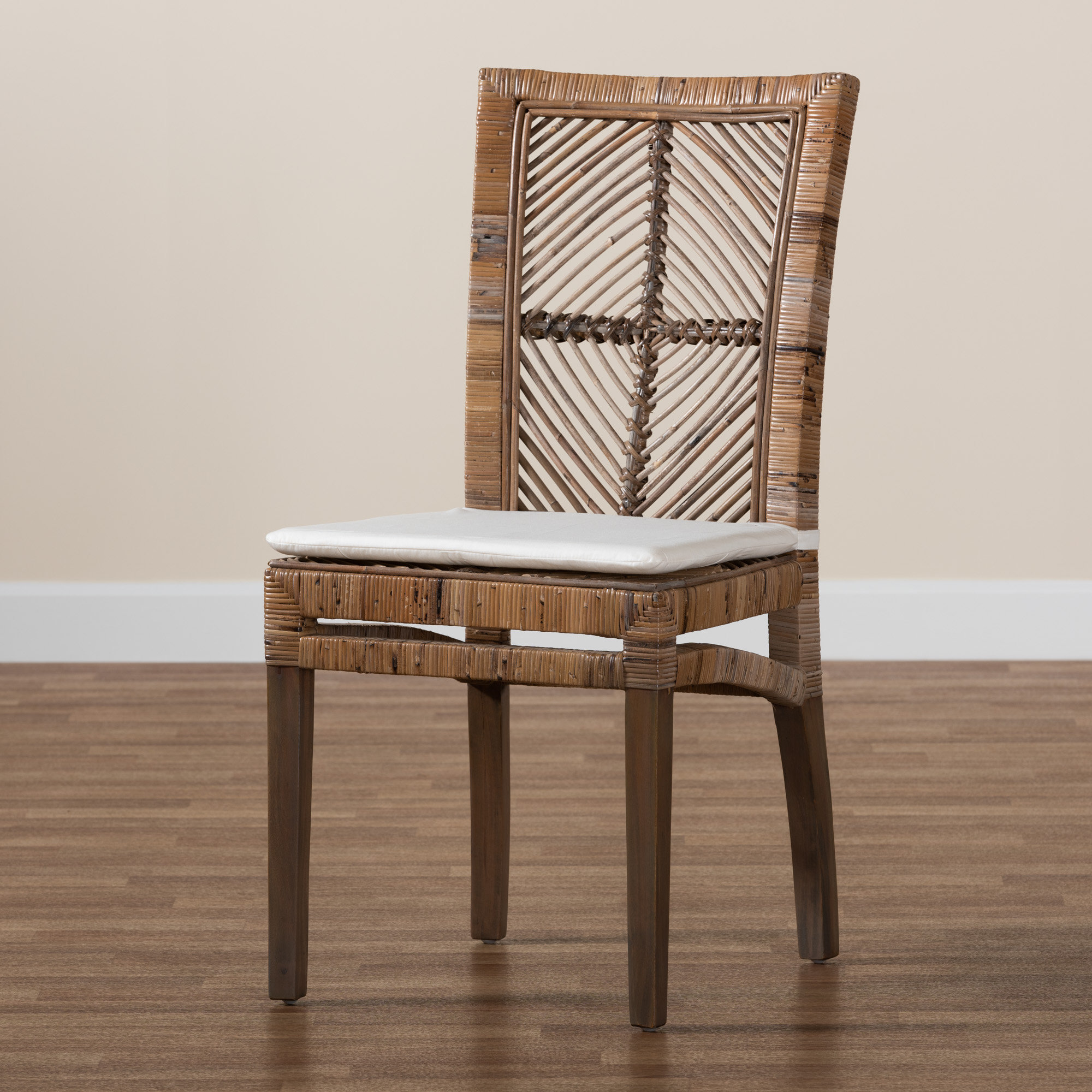 Bayou Breeze Laluna Modern Bohemian Grey Natural Rattan And Mahogany ...