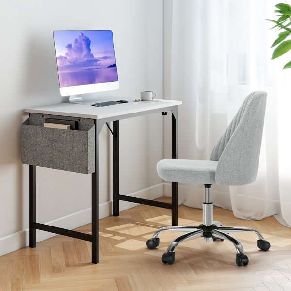 Inbox Zero 2-Piece Set Of Home Office Desk And Chair, Upholstered ...