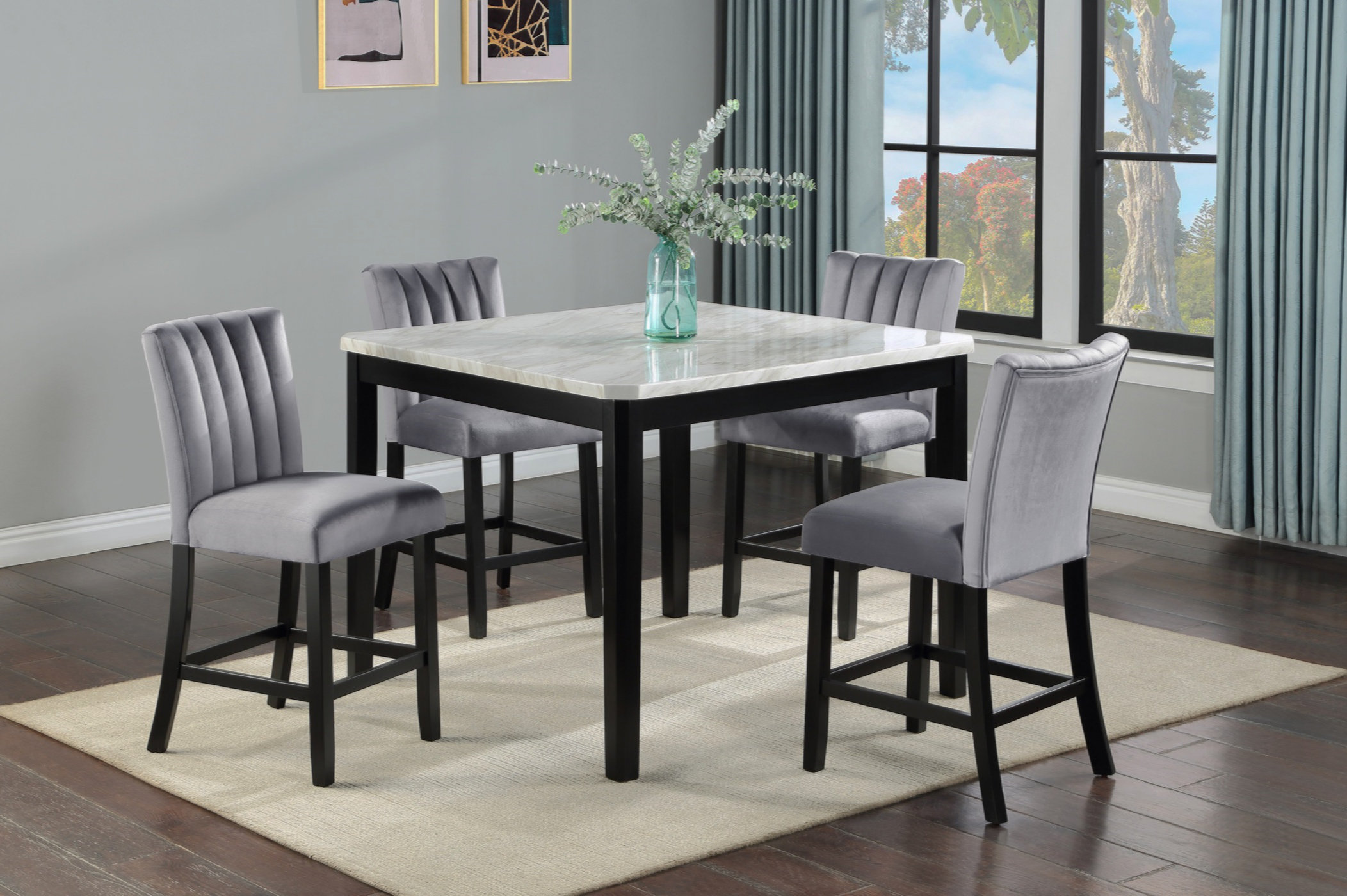 Wildon Home® Contemporary Height Dining Set Square Table Tope Finish ...
