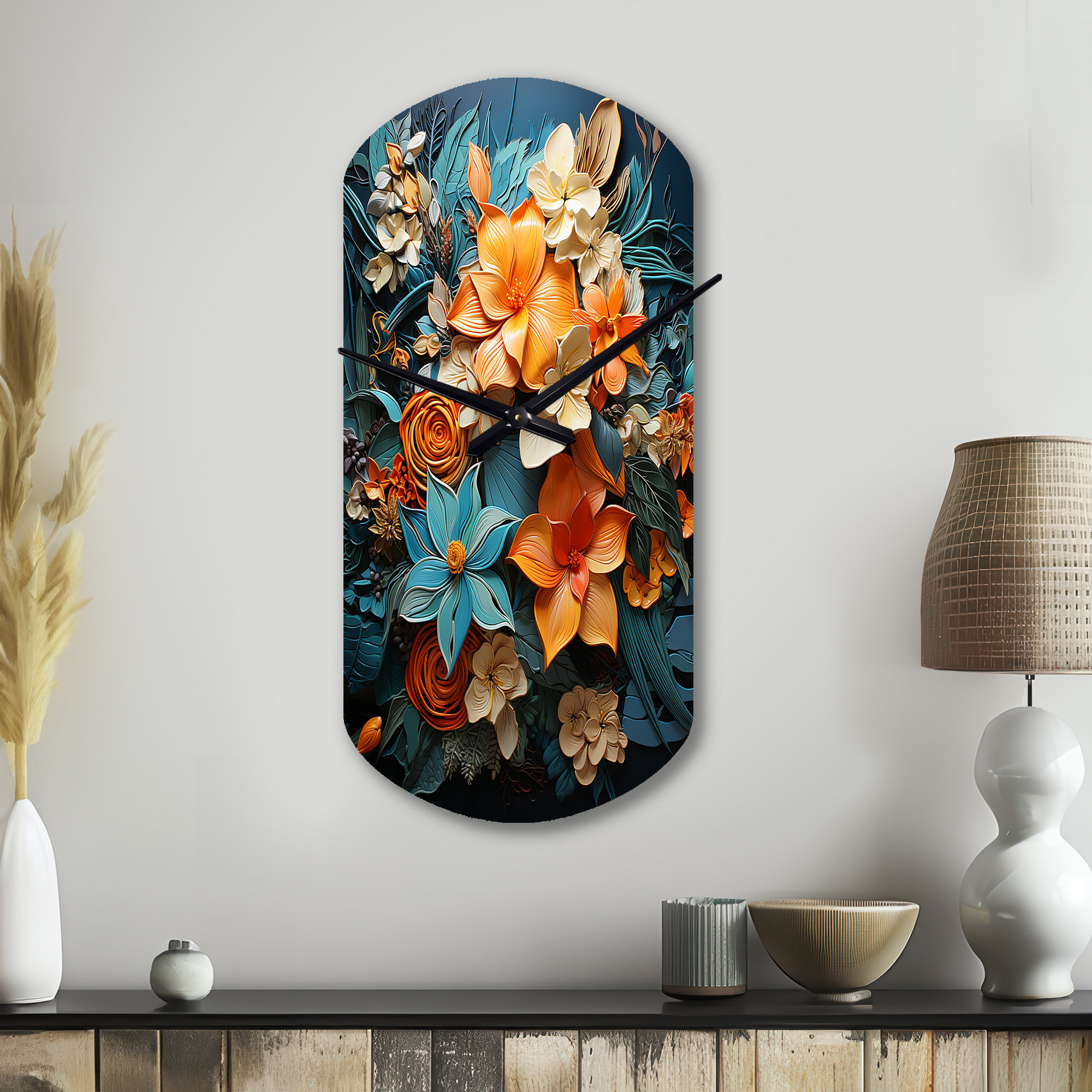 Design Art Orange Blue Tropical Tangle III - Cylinder Shape Multi-Color ...