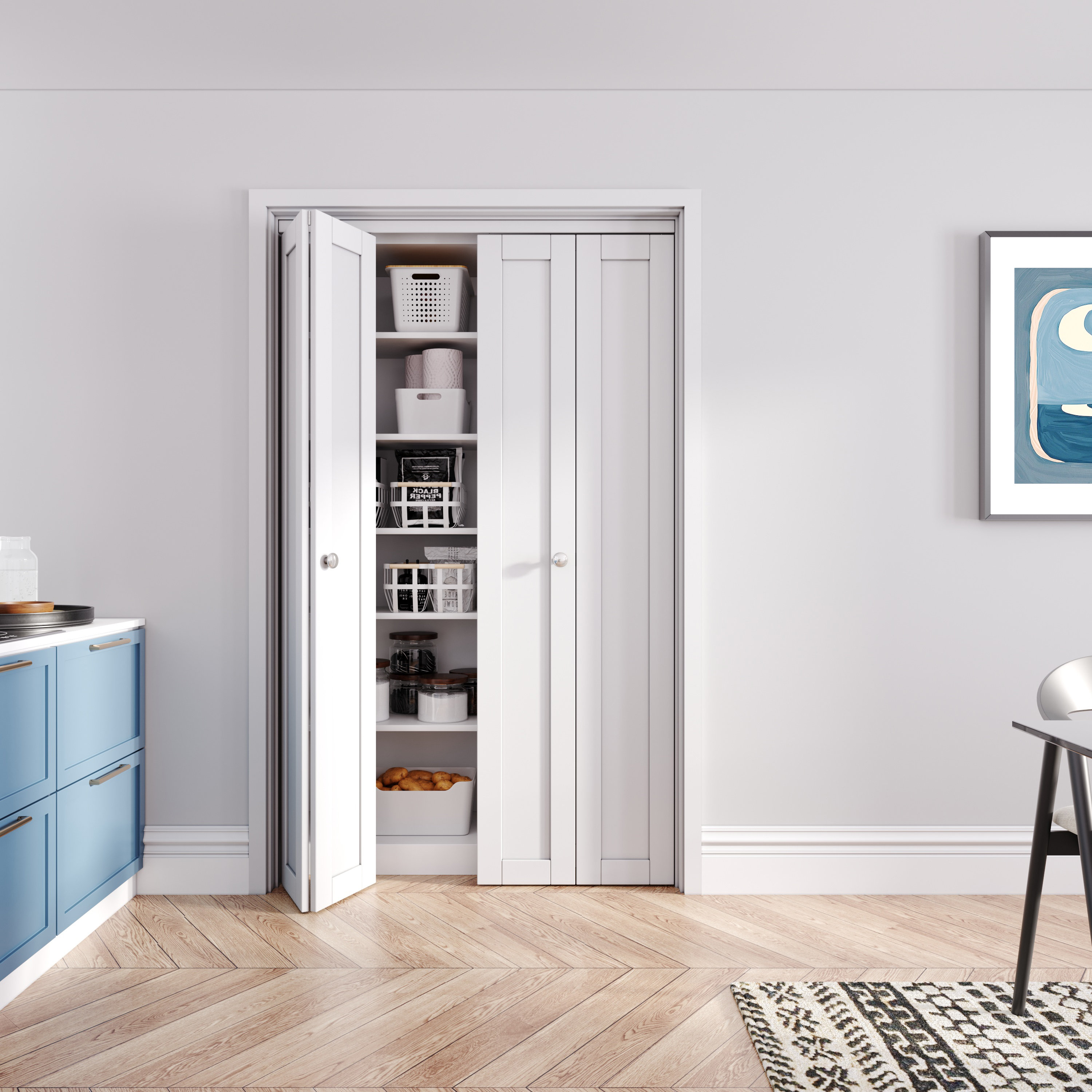 HOZONE 1-Lite Panel Solid Manufactured Wood Bifold Closet Doors with ...