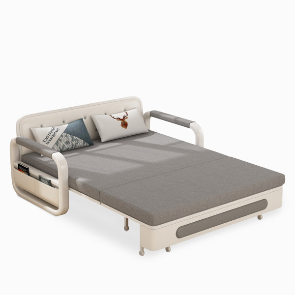 Latitude Run® Nathanjames 50'' gray cotton and linen expandable sofa ...