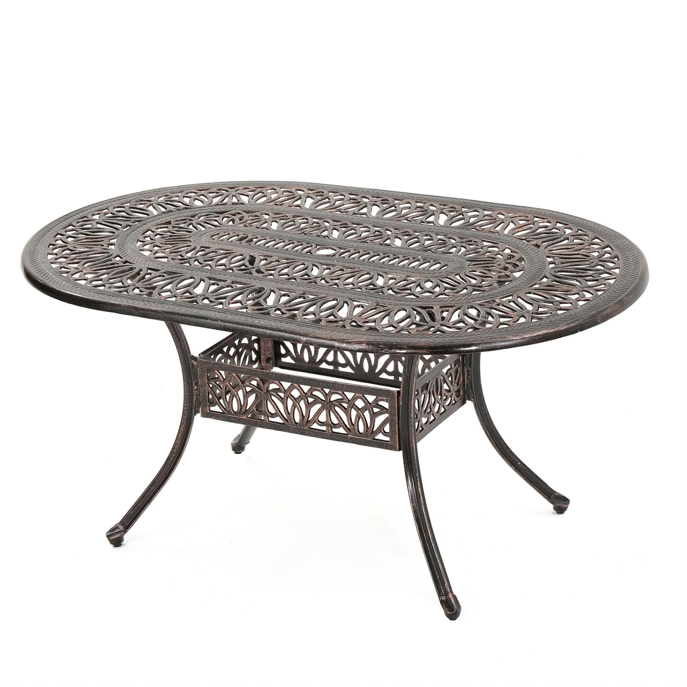 Astoria Grand Tucson Cast Aluminum Dining Table, Shiny Copper | Wayfair