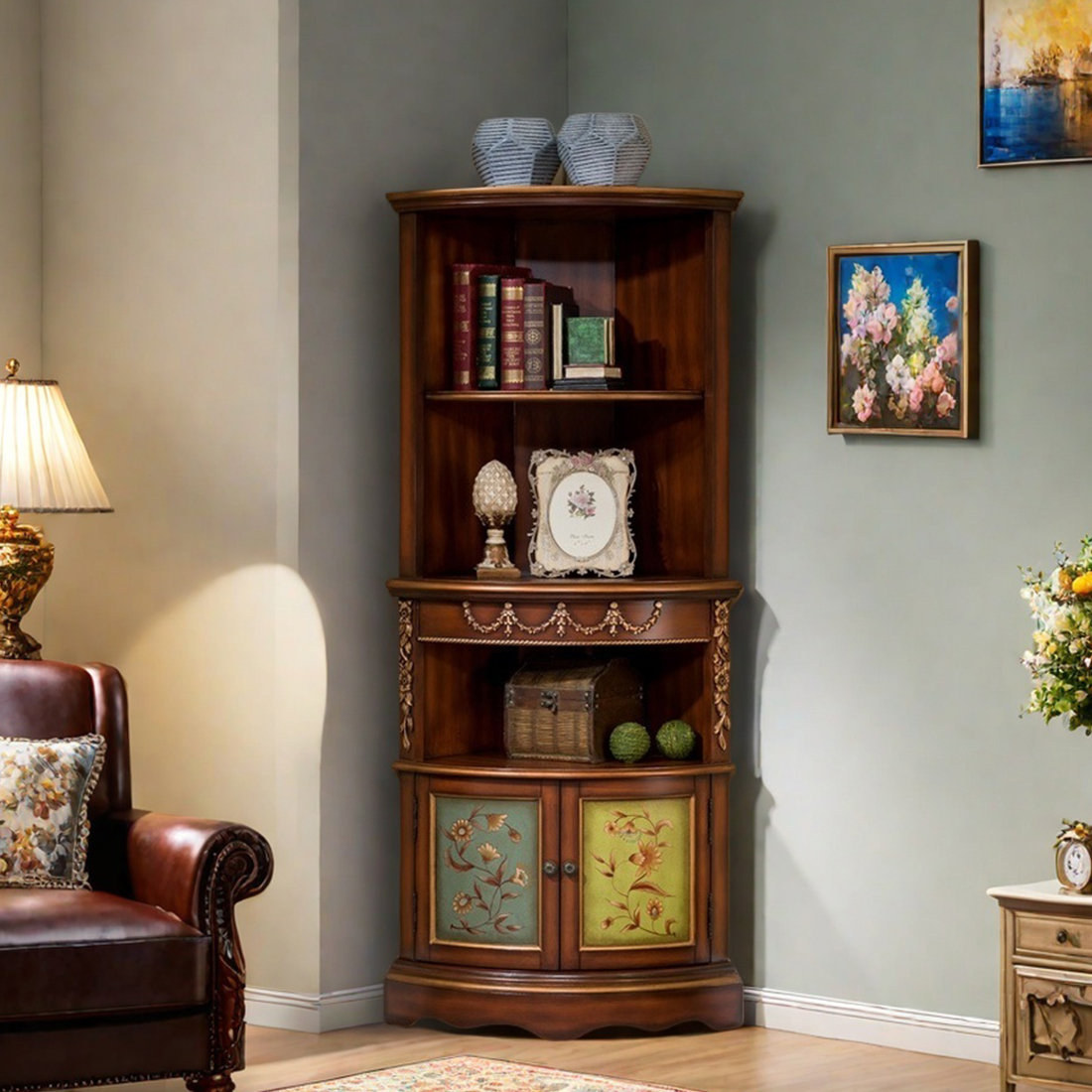 interanest Elegant retro multi-functional corner bookcase | Wayfair